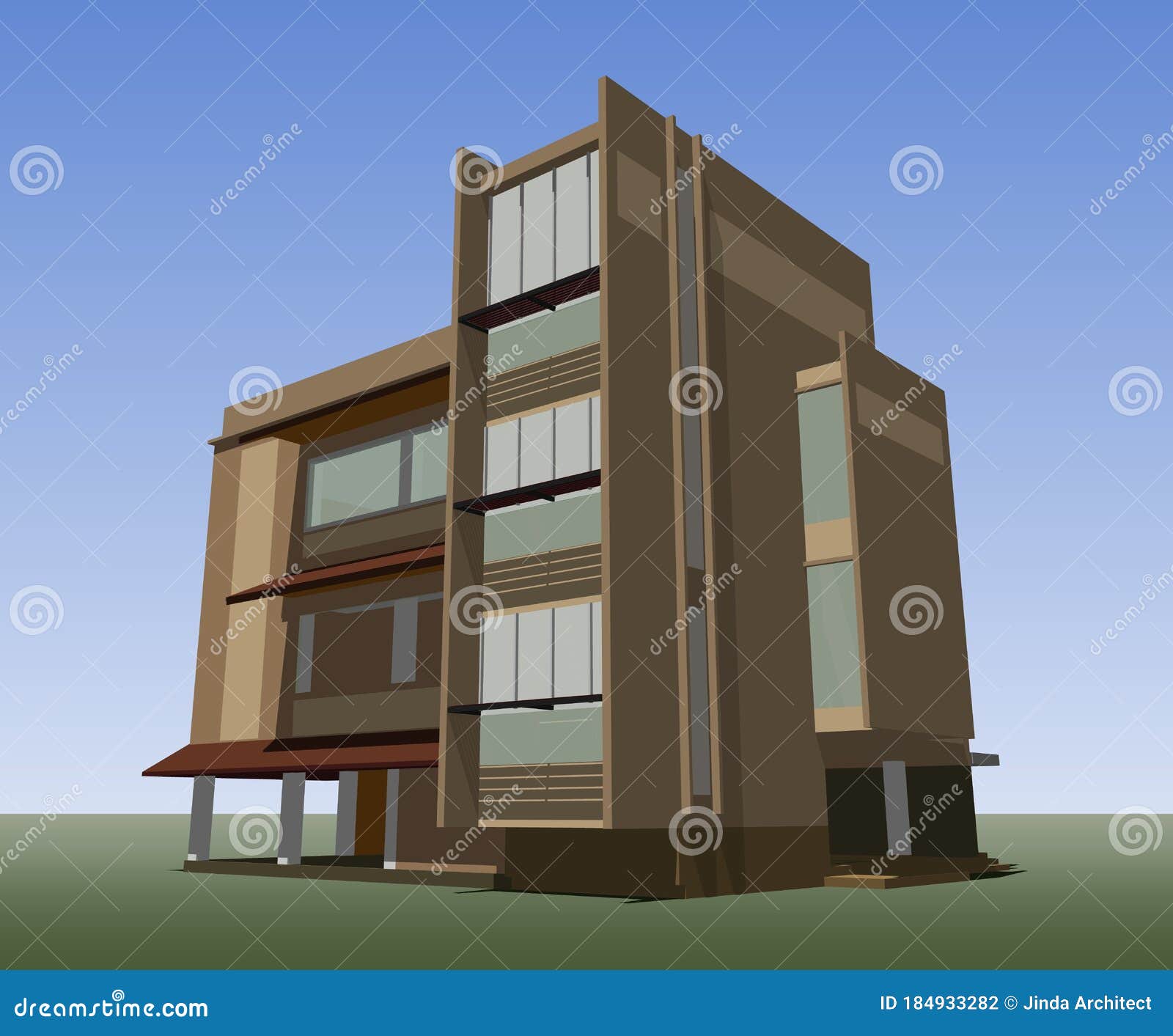 3D Illustration of Building Design Stock Illustration - Illustration of ...