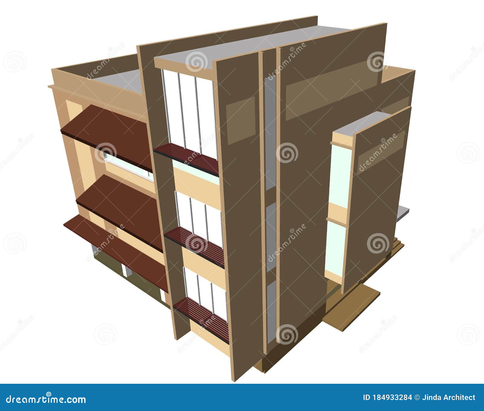 3D Illustration of Building Design Stock Illustration - Illustration of ...