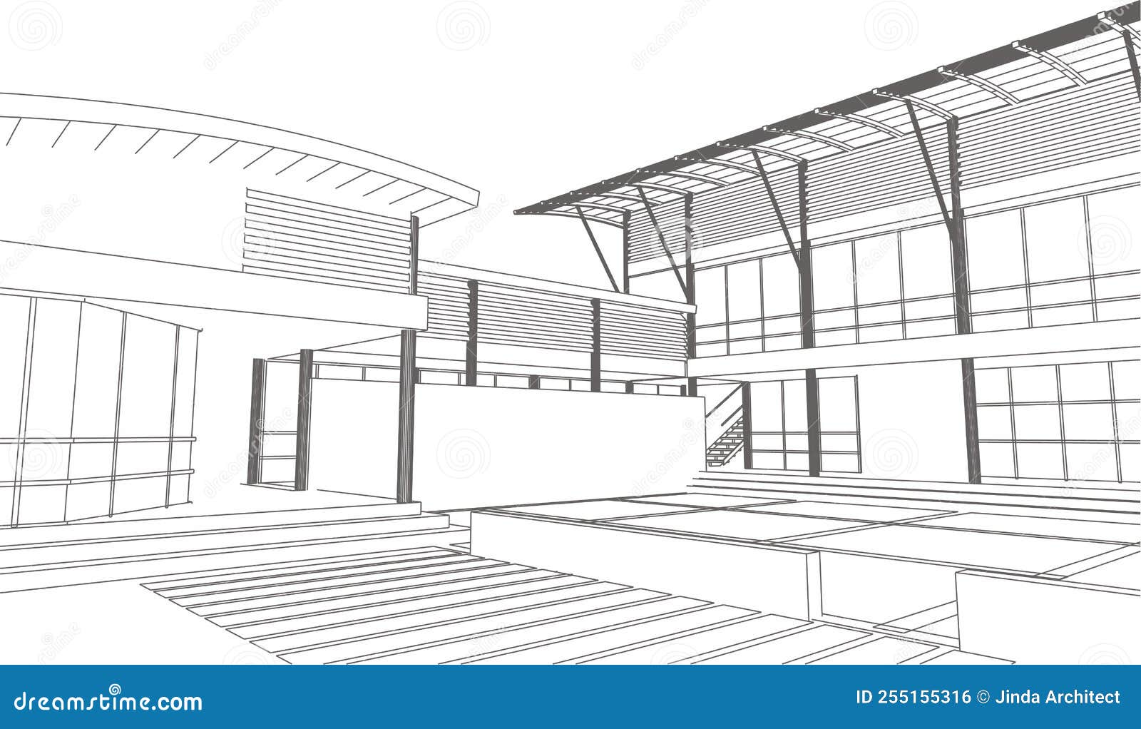 3D Illustration of Building Project for Open Space Stock Vector ...