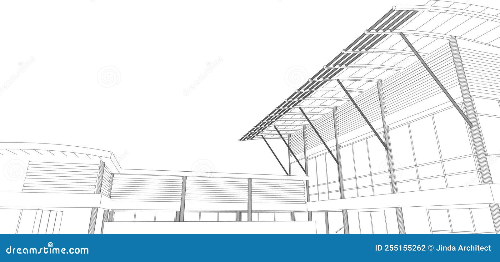 3D Illustration of Building Project for Open Space Stock Vector ...