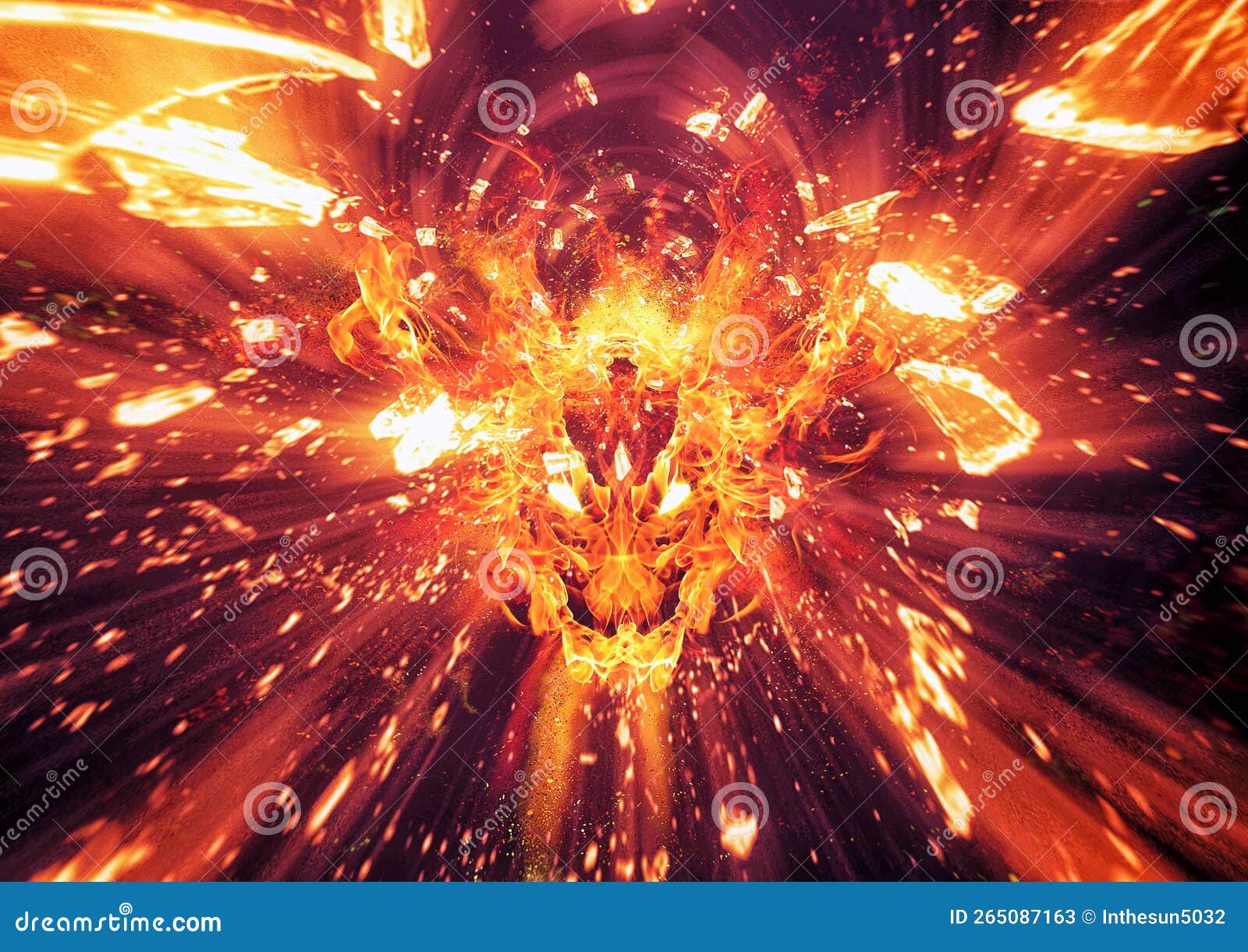 3d Illustration of a Burning Fire Dragon Stock Illustration ...