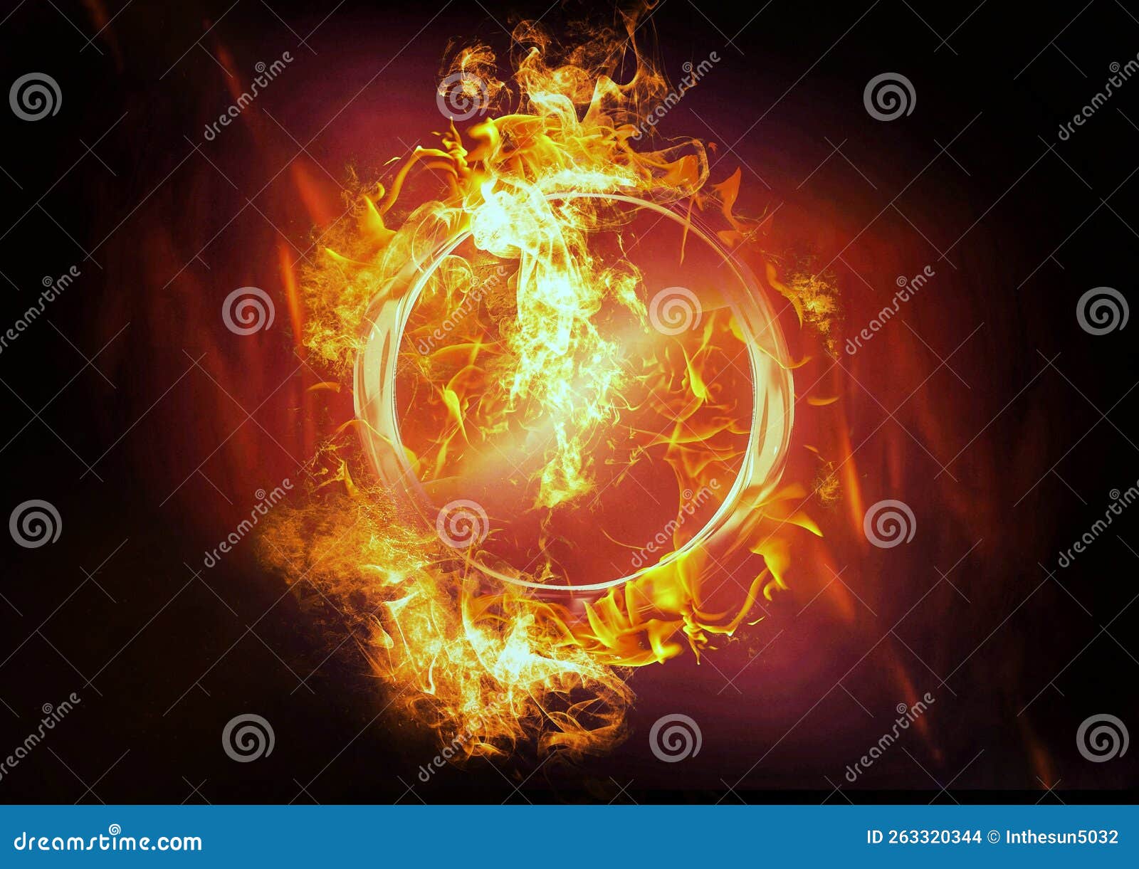 3d Illustration of Burning Fire Ring Stock Illustration - Illustration ...