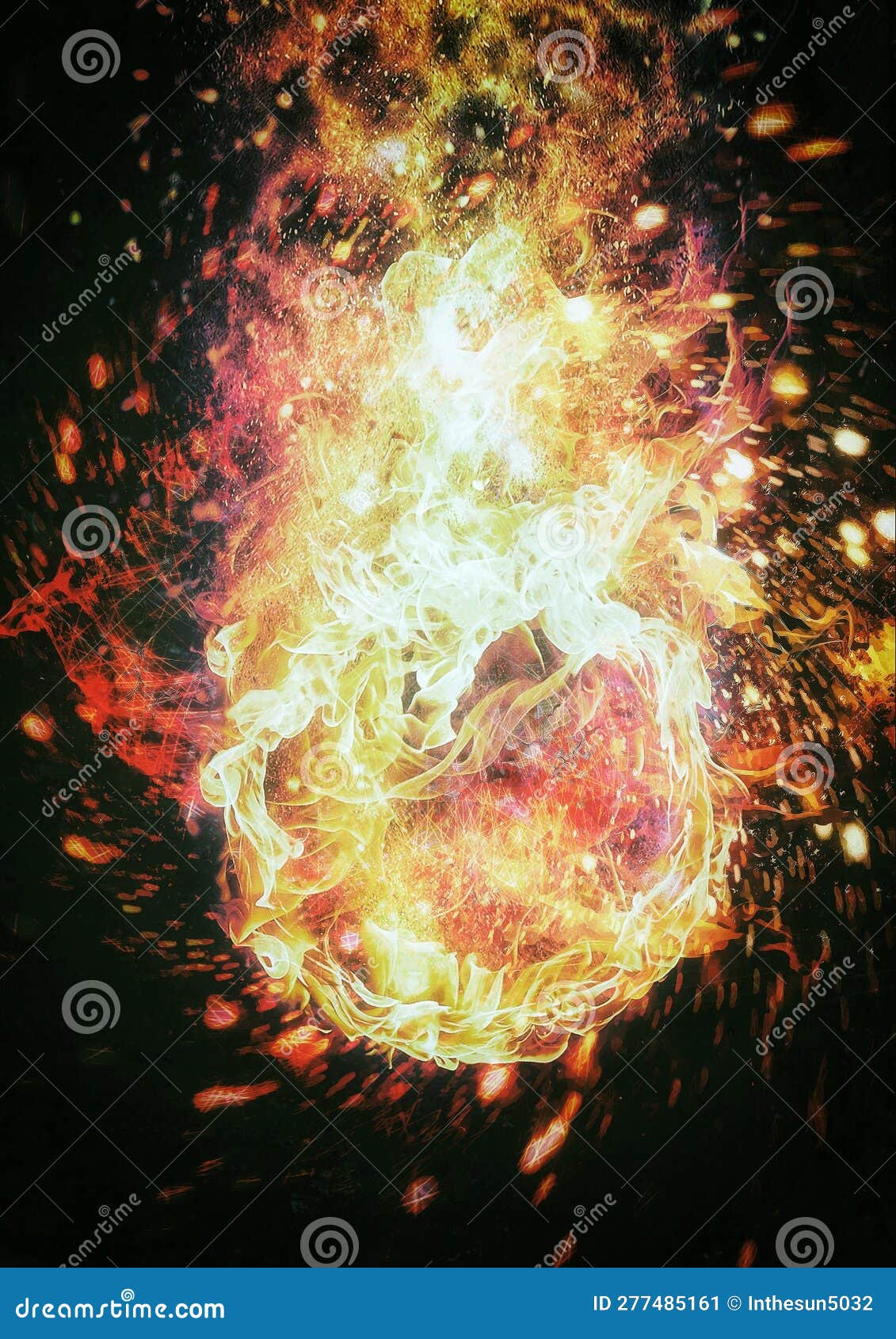 3d Illustration of Burning Fireball Stock Illustration - Illustration ...