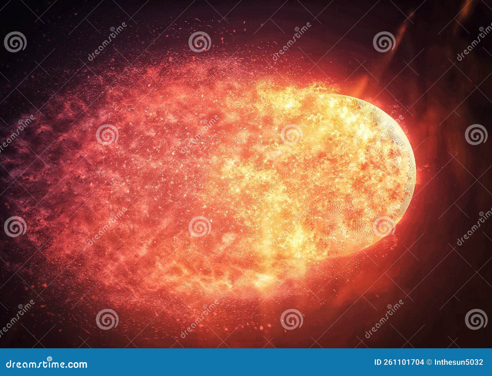 3d Illustration of a Burning Fireball Burning in the Dark Stock ...