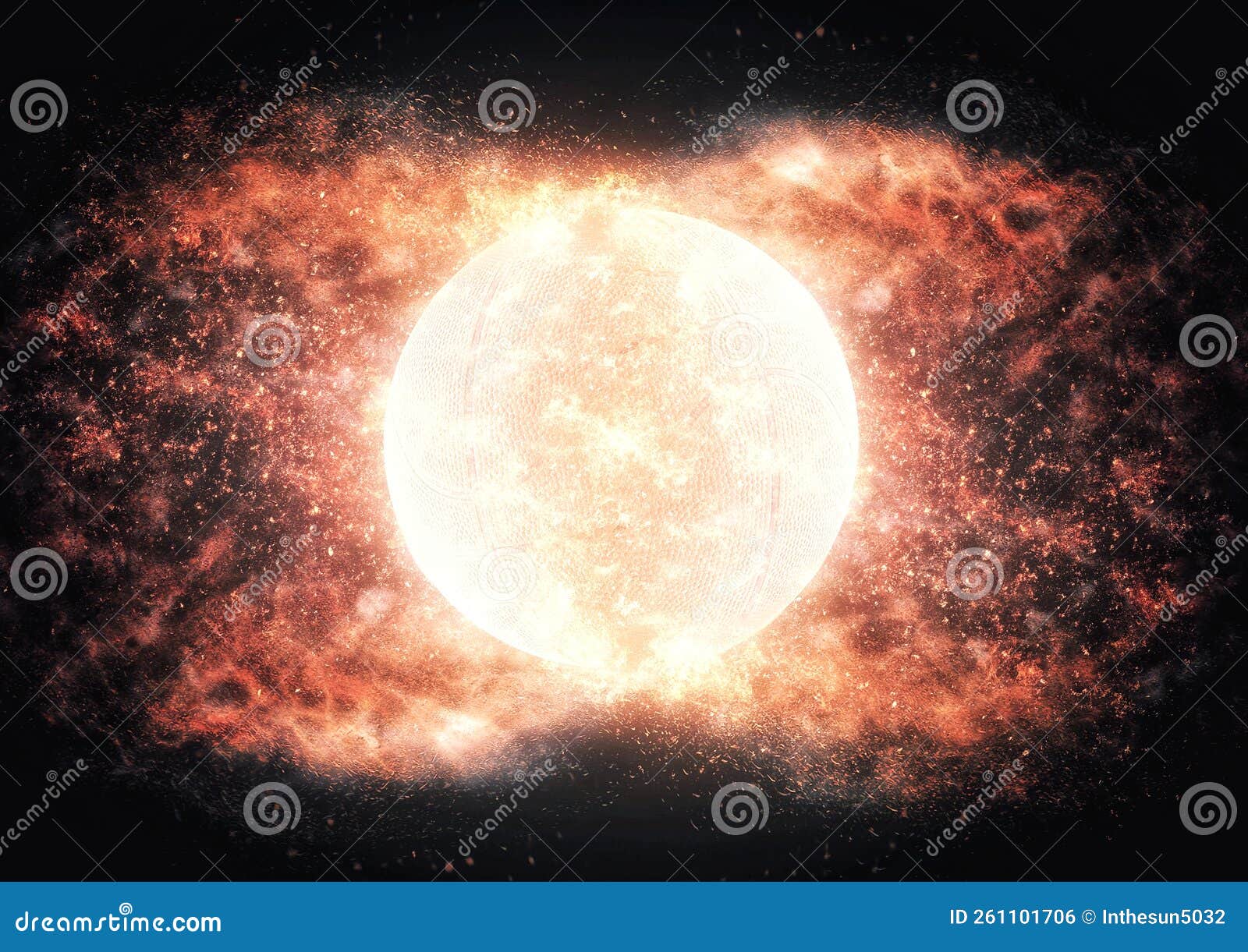 3d Illustration of a Burning Fireball Burning in the Dark Stock ...