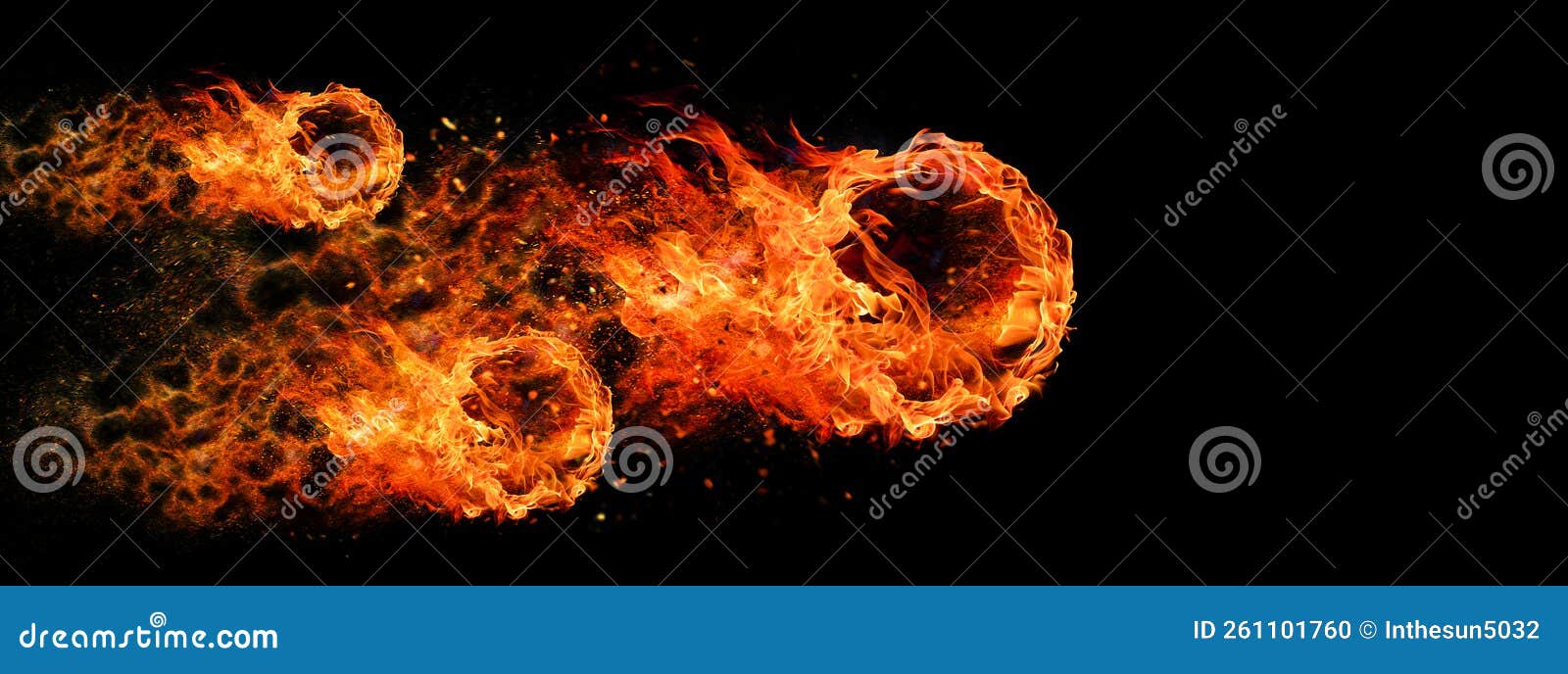 3d Illustration of a Burning Fireball Burning in the Dark Stock ...