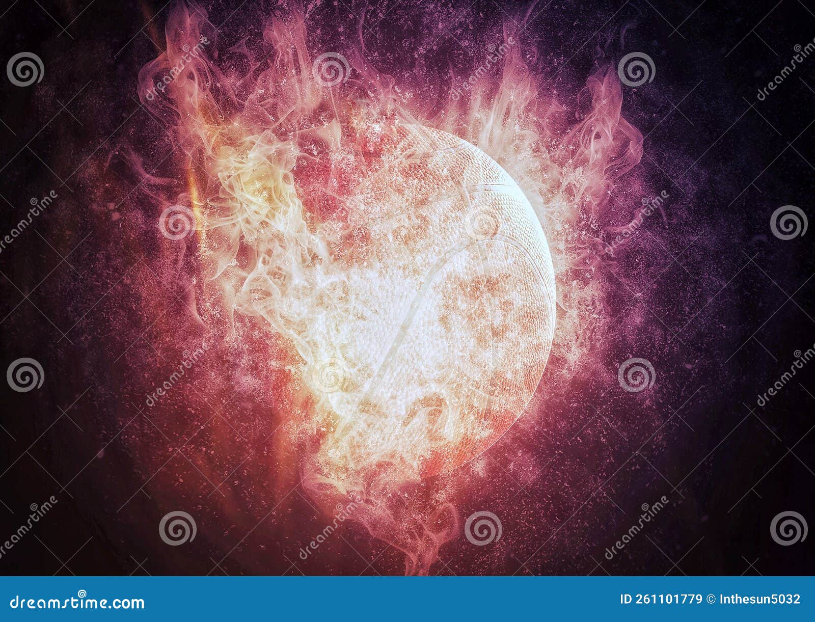 3d Illustration of a Burning Fireball Burning in the Dark Stock ...