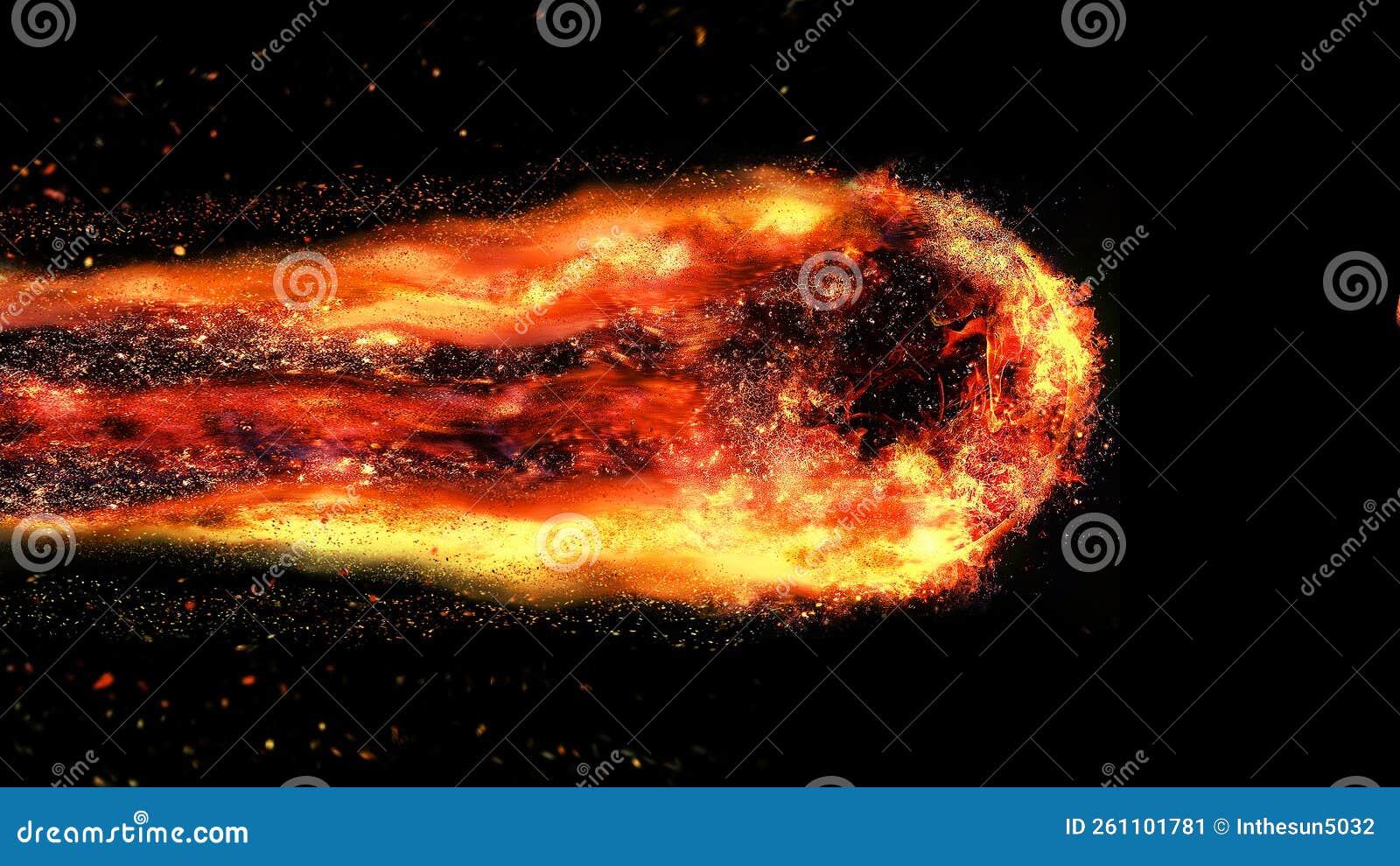 3d Illustration of a Burning Fireball Burning in the Dark Stock ...
