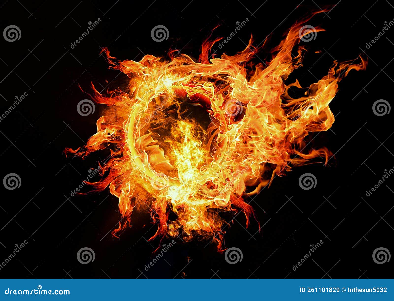 3d Illustration of a Burning Fireball Burning in the Dark Stock ...