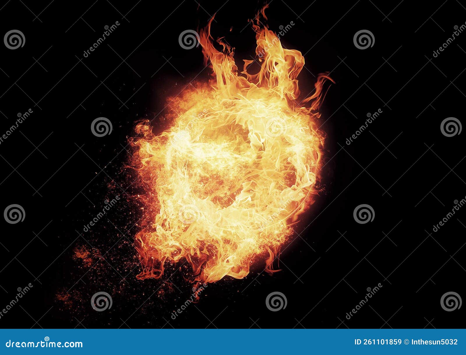 3d Illustration of a Burning Fireball Burning in the Dark Stock ...
