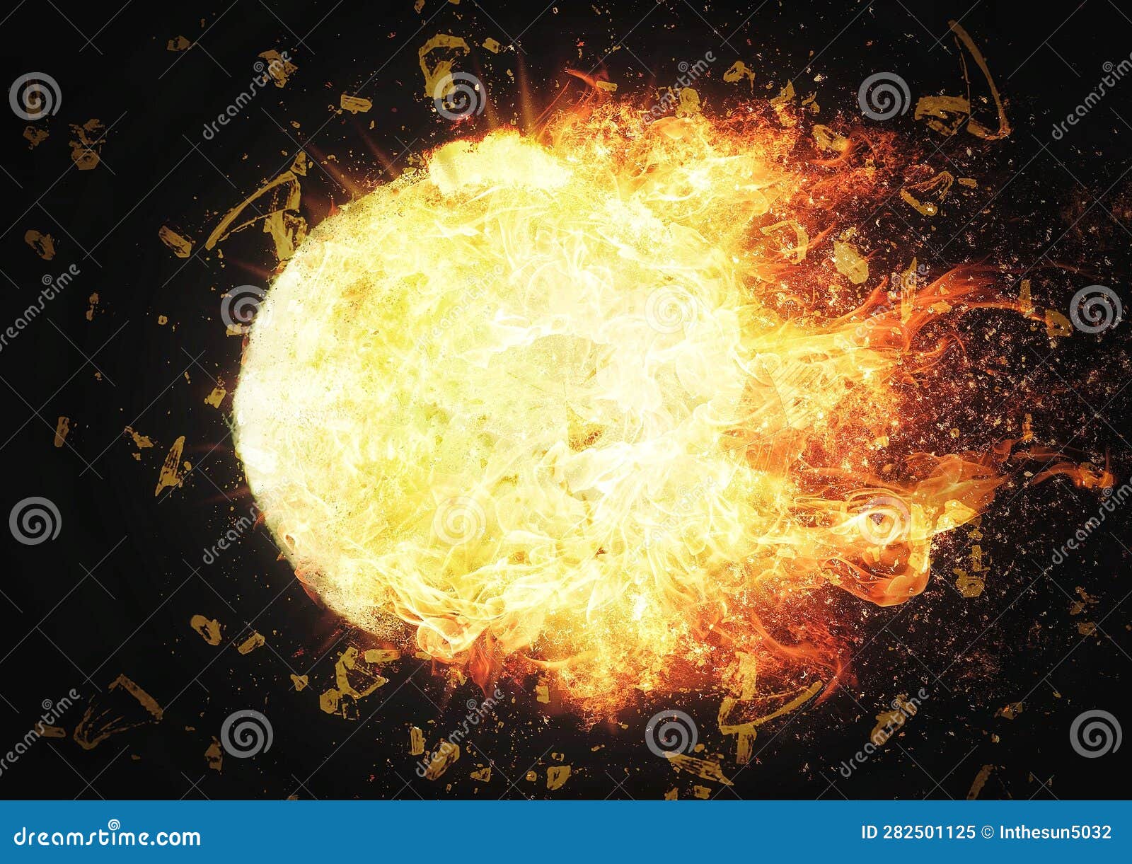 3d Illustration of Exploding Fireball Stock Illustration - Illustration ...