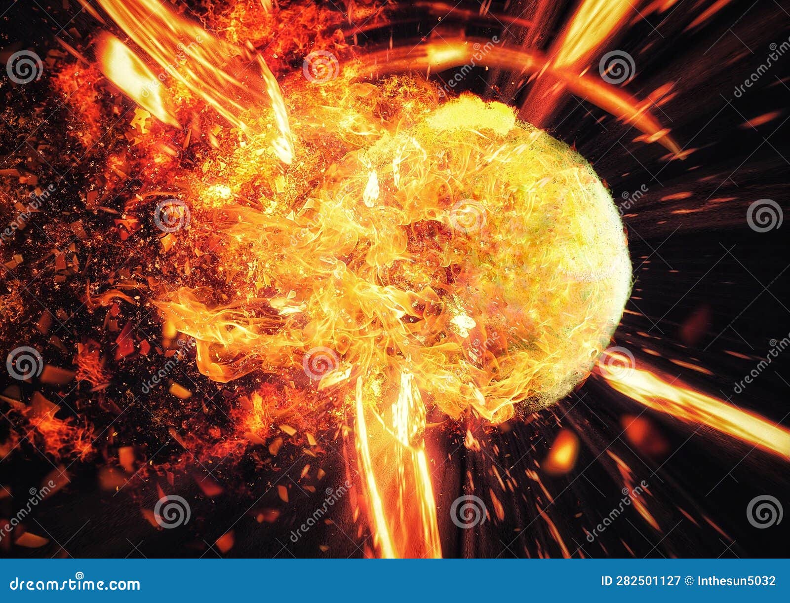 3d Illustration of Exploding Fireball Stock Illustration - Illustration ...