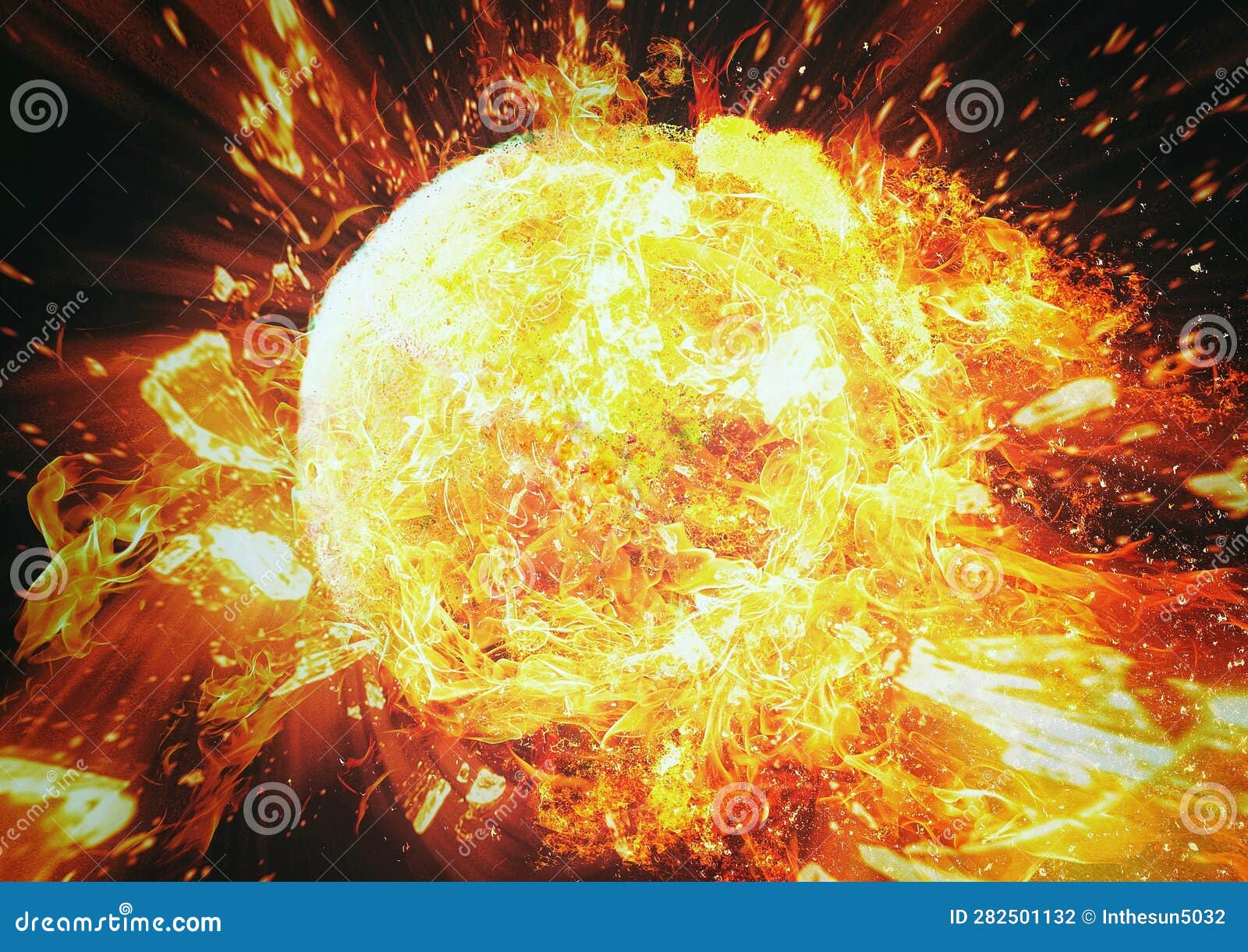 3d Illustration of Exploding Fireball Stock Illustration - Illustration ...