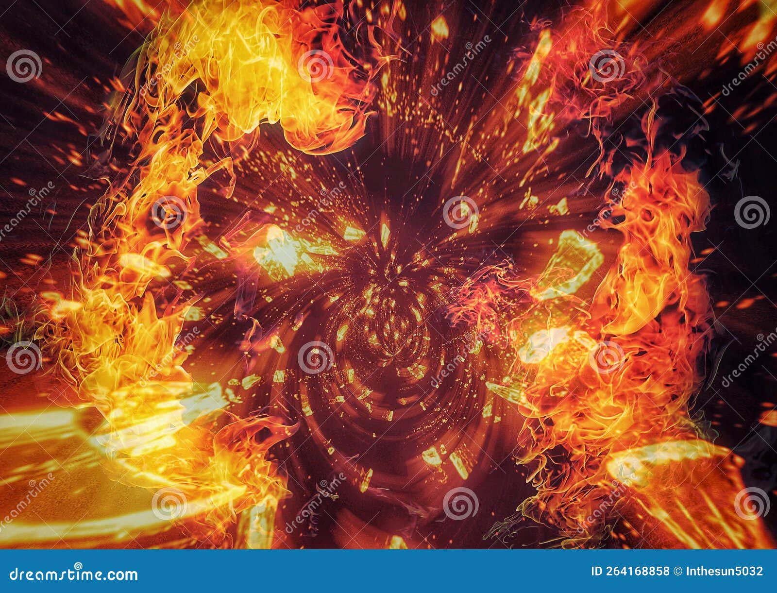 3d Illustration of Exploding Flames Stock Illustration - Illustration ...