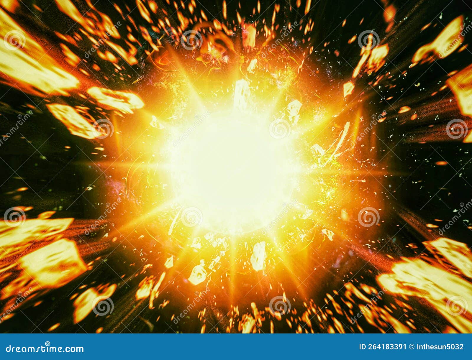 3d Illustration of Exploding Burning Flames Stock Illustration ...