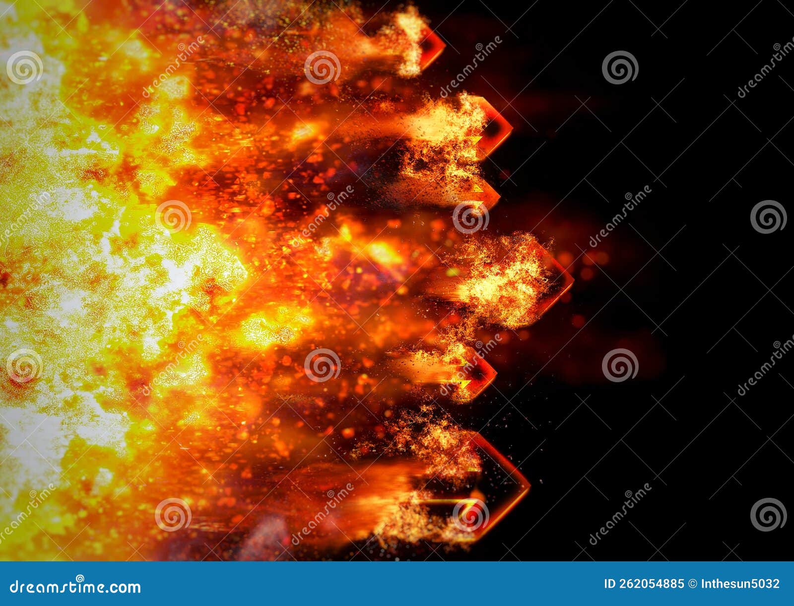 3d Illustration of a Burning Rocket Missile Fired Stock Illustration ...