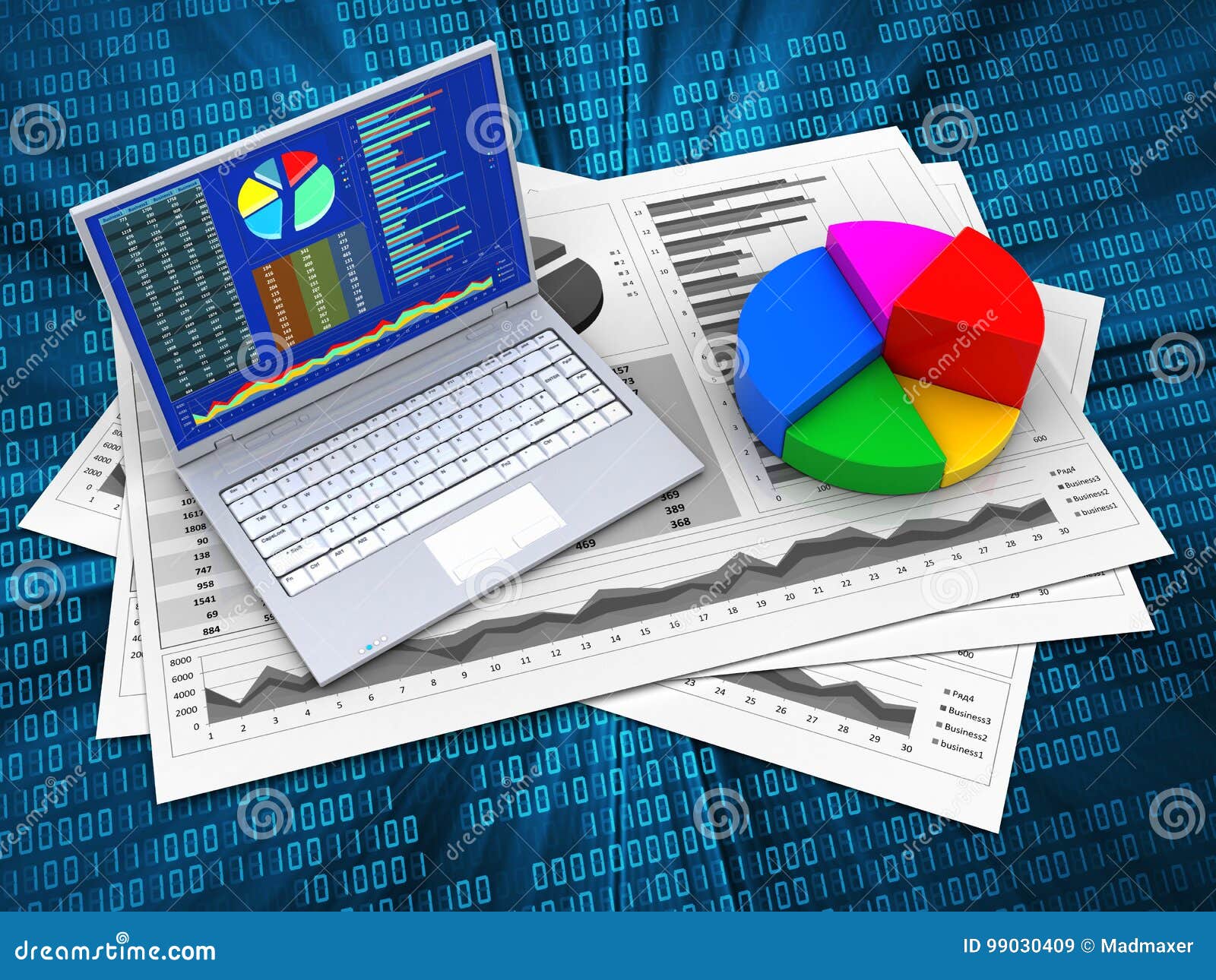 3d charts stock illustration. Illustration of binary - 99030409