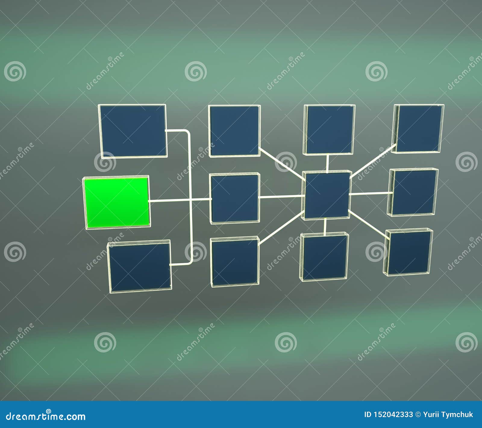 3d Illustration of Business Network Topology. Structure of Network ...