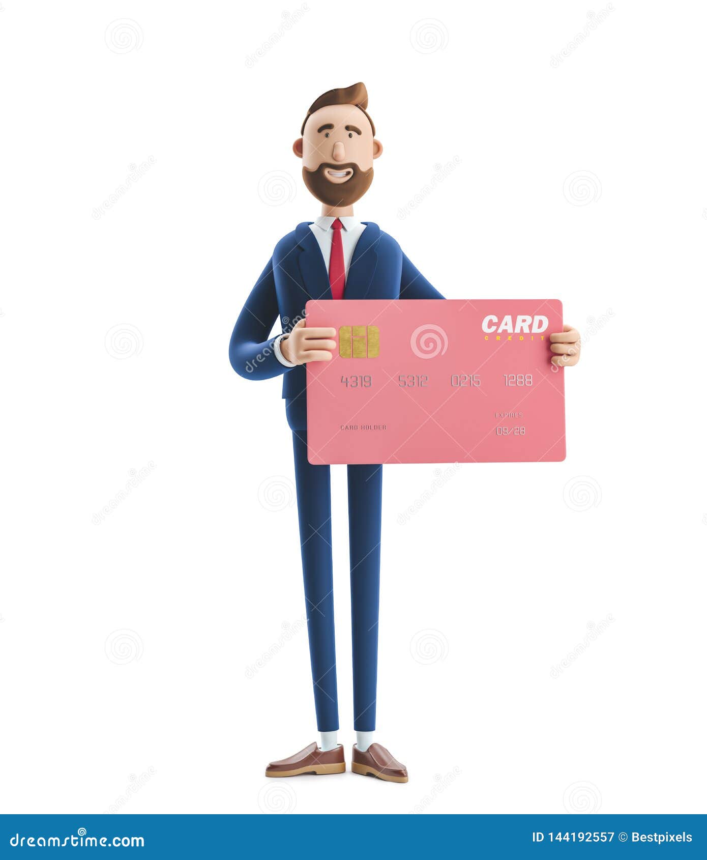 3d Illustration. Businessman Billy with Pink Credit Card. Stock ... 3d Illustration. Businessman Billy with Pink Credit Card. Stock ...