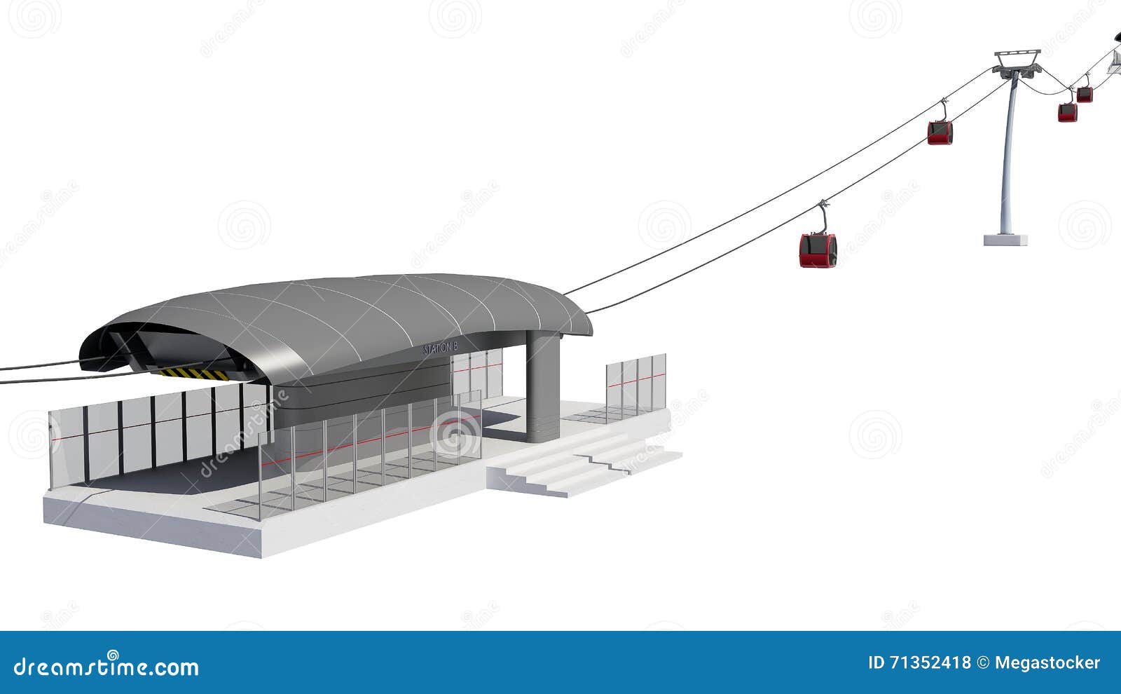 3D Illustration of Cableway Station Stock Illustration - Illustration ...