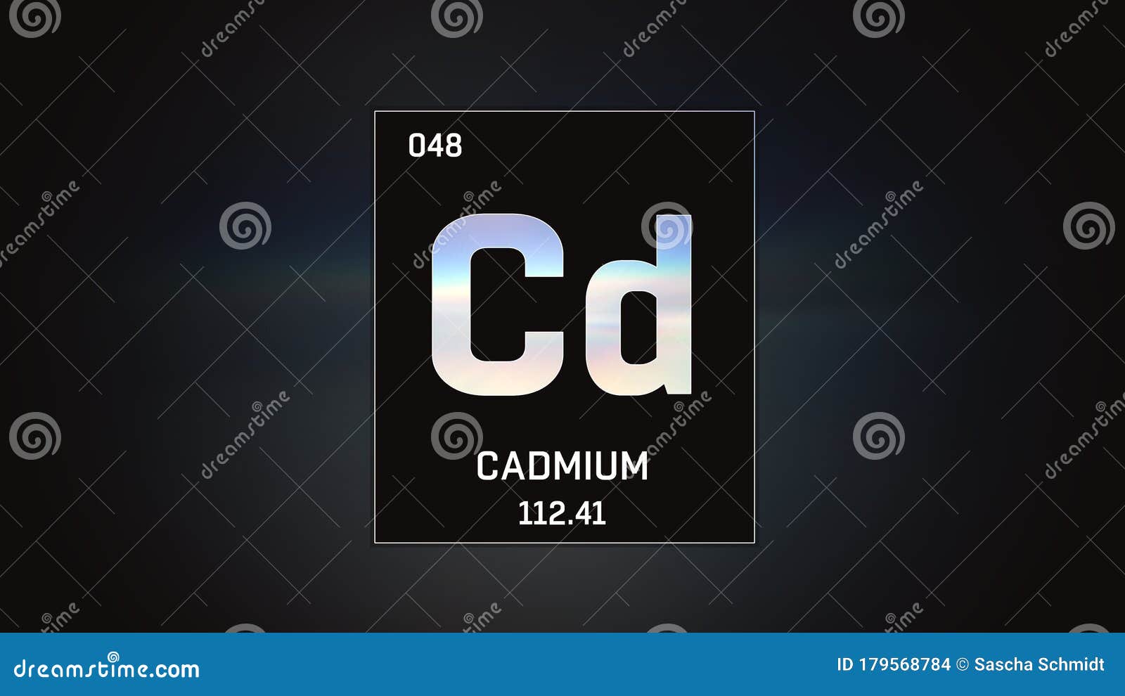 Cadmium As Element 48 of the Periodic Table 3D Illustration on Grey ...