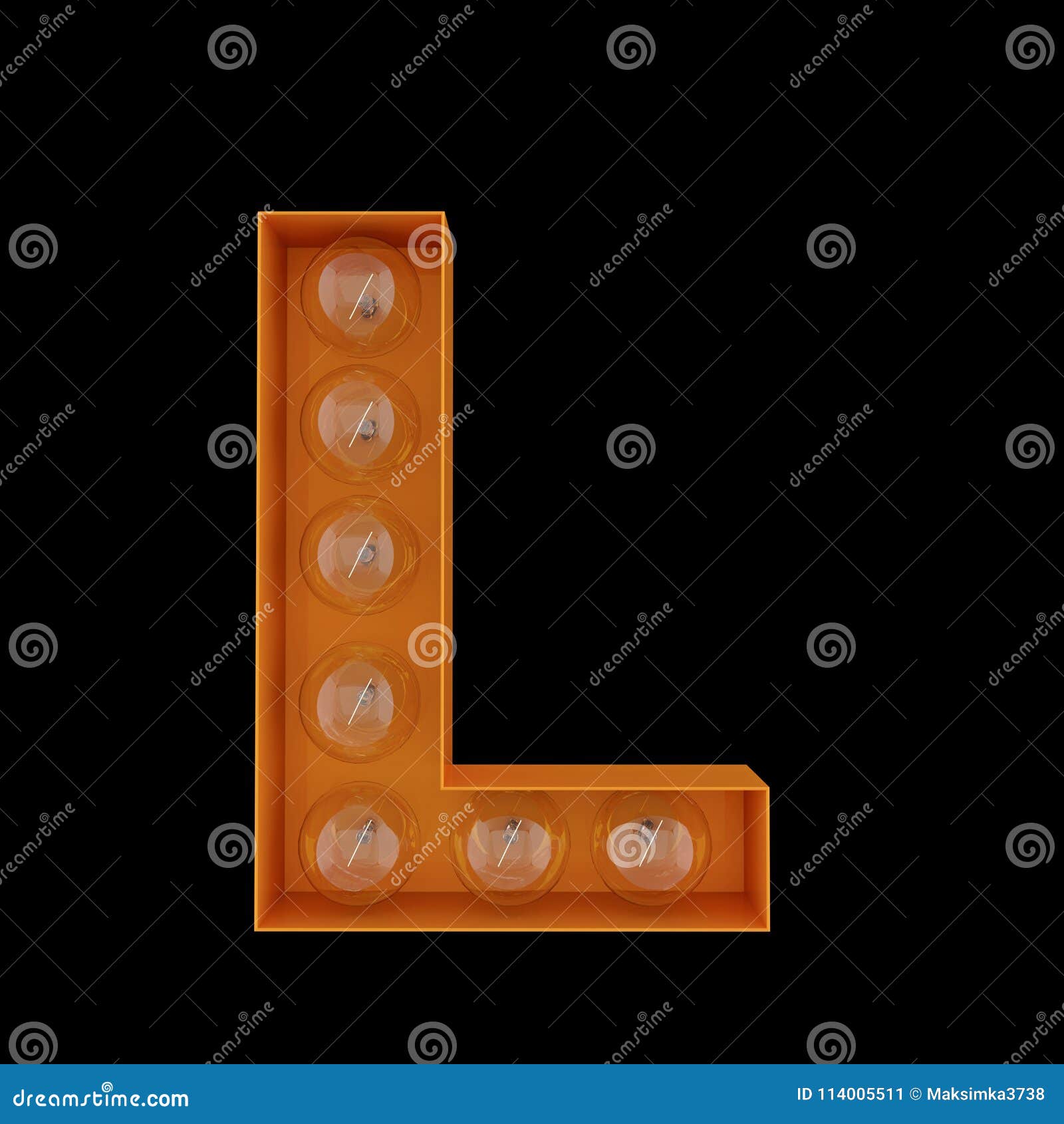 3D Illustration. the Capital Letter L with Light Bulbs. Stock ...
