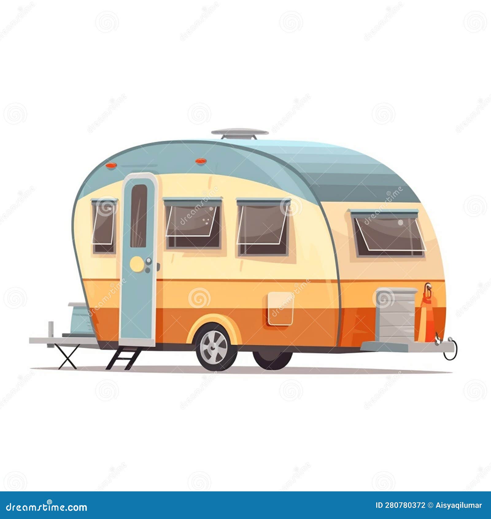 2D Illustration of a Caravan Isolated on White Background. Stock ...