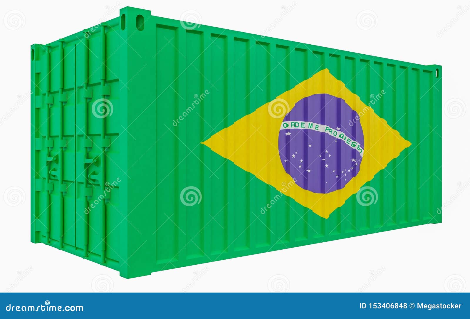 3D Illustration of Cargo Container with Brazil Flag Stock Illustration ...