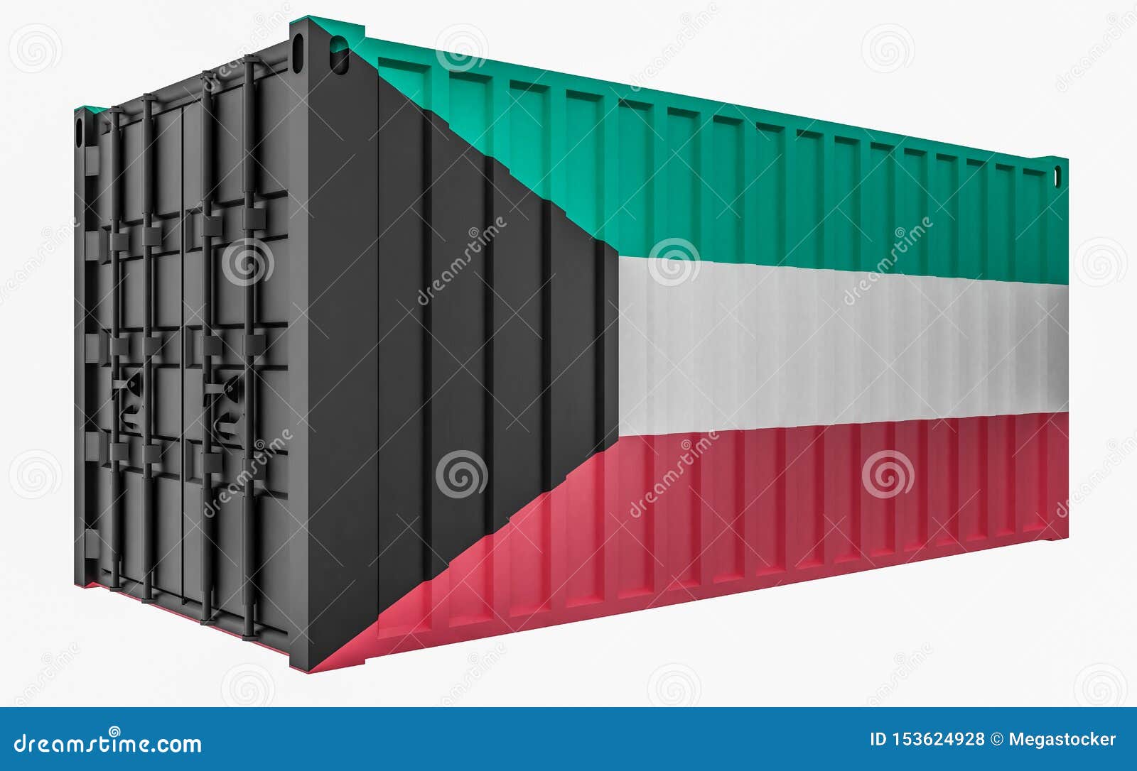 3D Illustration of Cargo Container with Kuwait Flag Stock Illustration ...