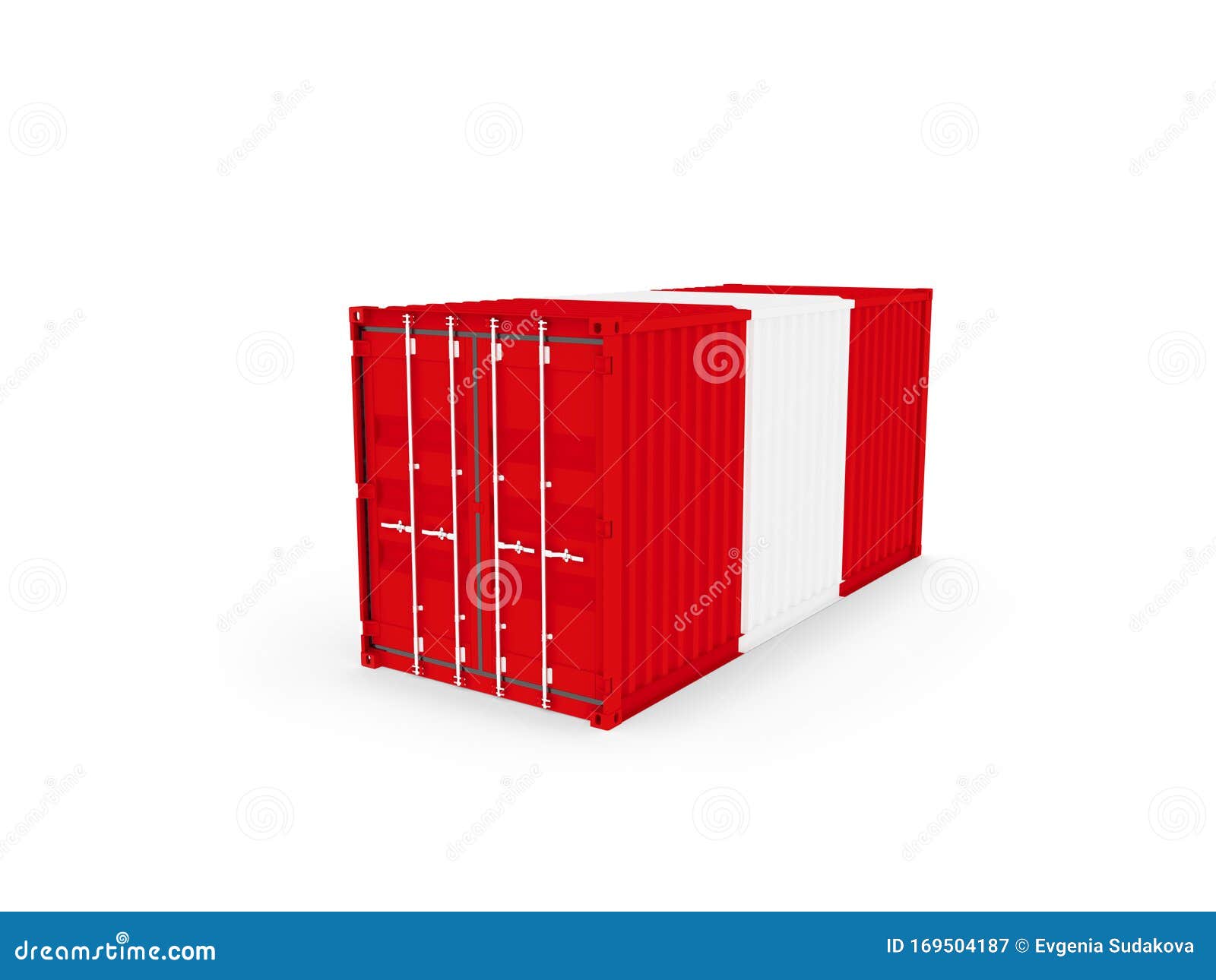 3D Illustration of Cargo Container with Peru Flag on White Background ...