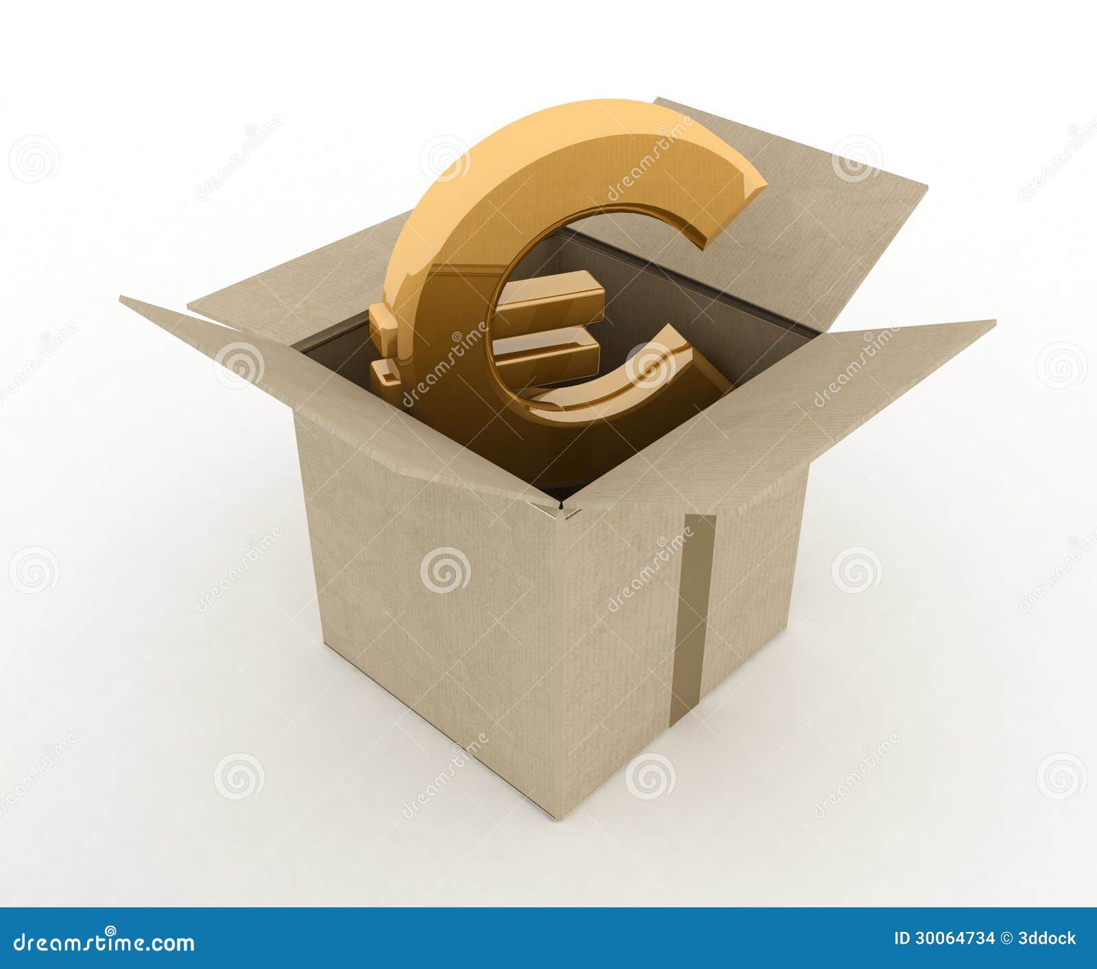 Carton Box with Euro Sign Inside Stock Illustration - Illustration of ...