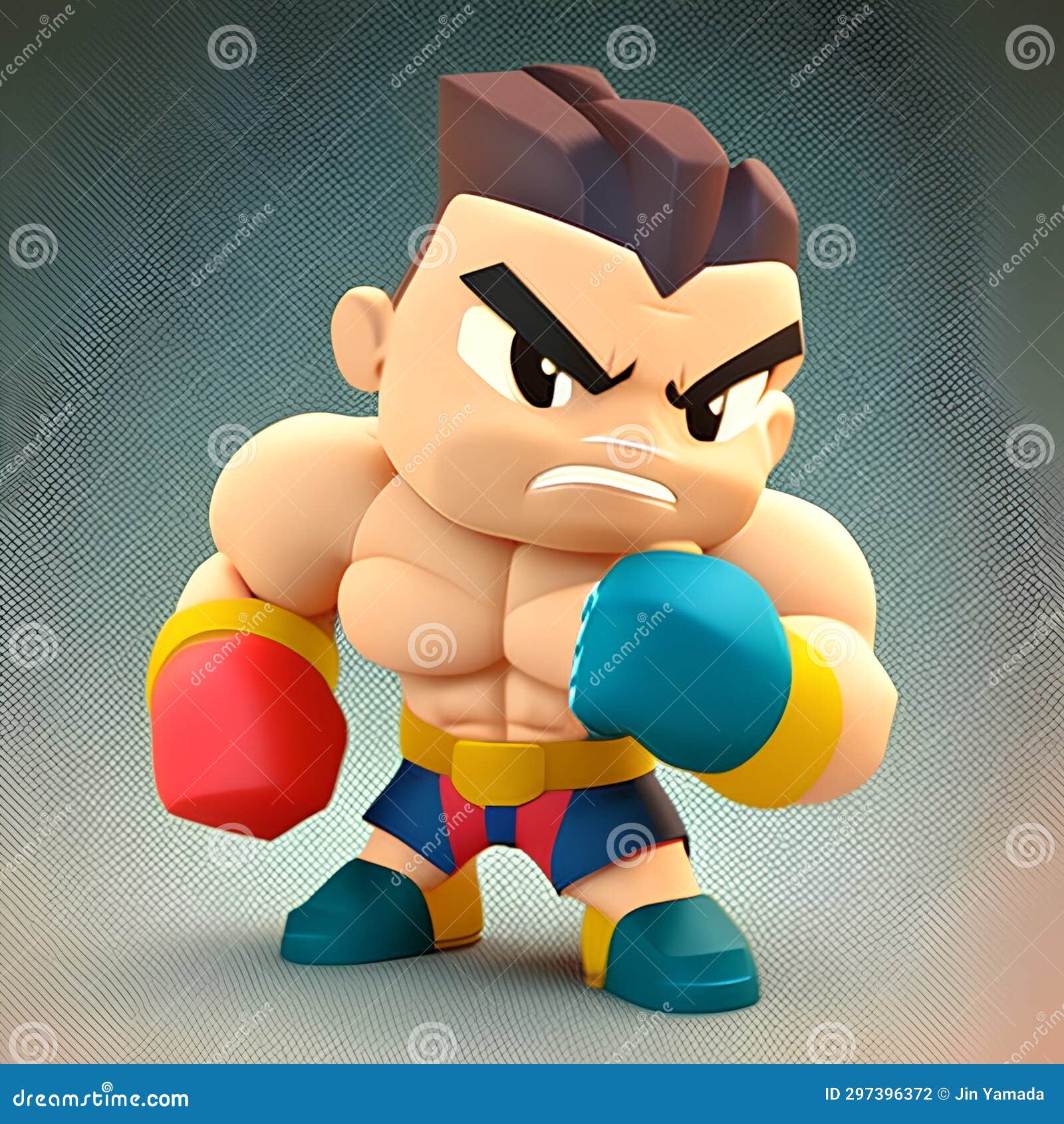 3D Illustration of a Cartoon Character with Boxing Gloves and Boxing ...