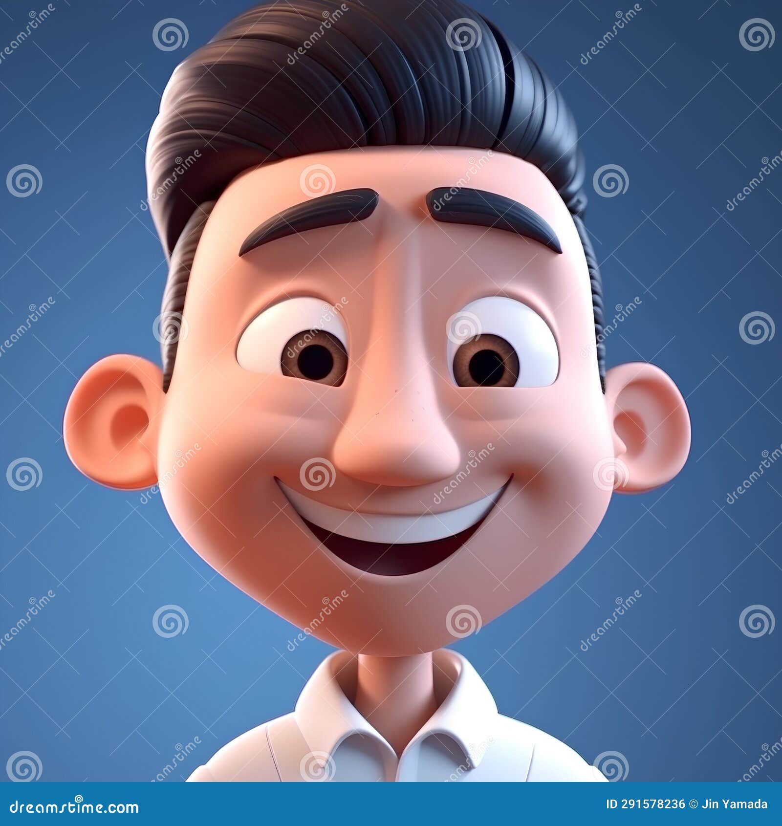 3D Illustration of a Cartoon Character with Friendly Expression on His ...