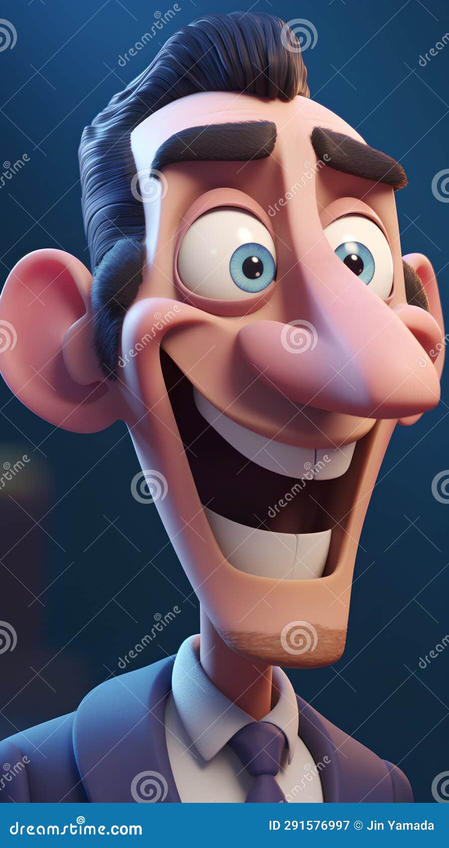 3D Illustration of a Cartoon Character with a Funny Expression on His ...