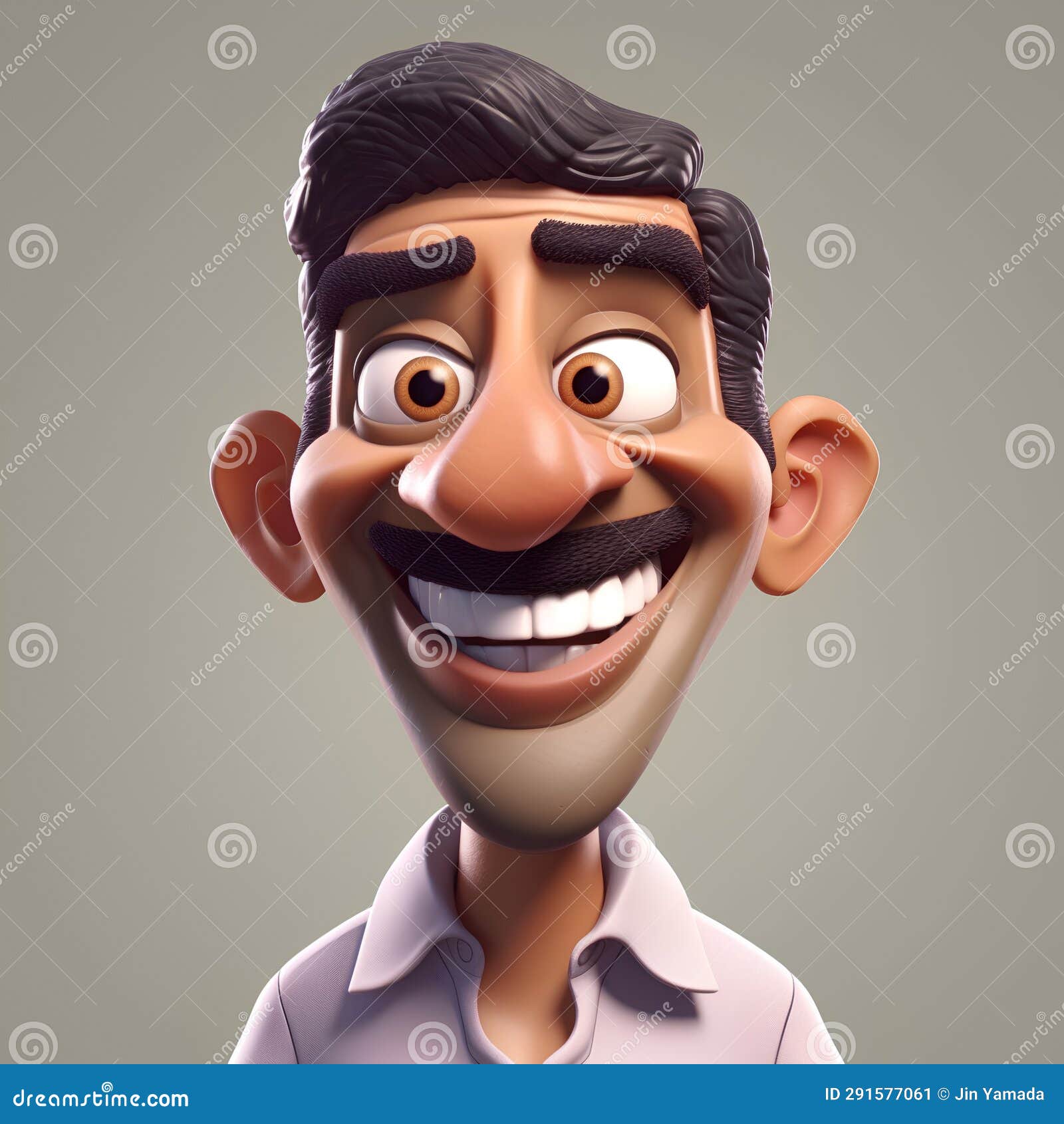 3D Illustration of a Cartoon Character with a Funny Expression on His ...