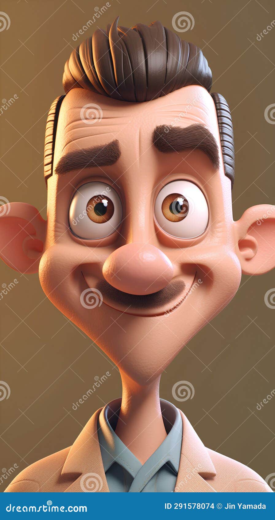 3D Illustration of a Cartoon Character with a Funny Expression on His ...