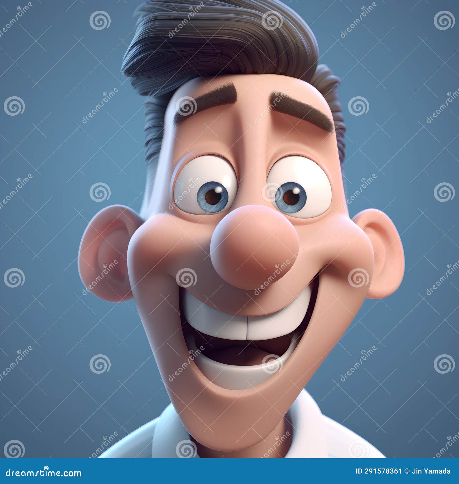 3D Illustration of a Cartoon Character with a Funny Expression on His ...