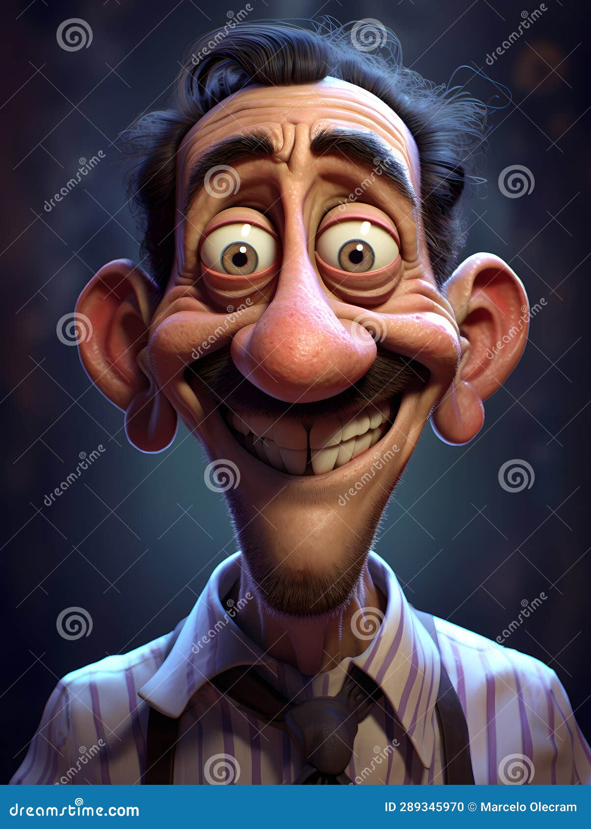 3D Illustration of a Cartoon Character with a Funny Expression on His ...