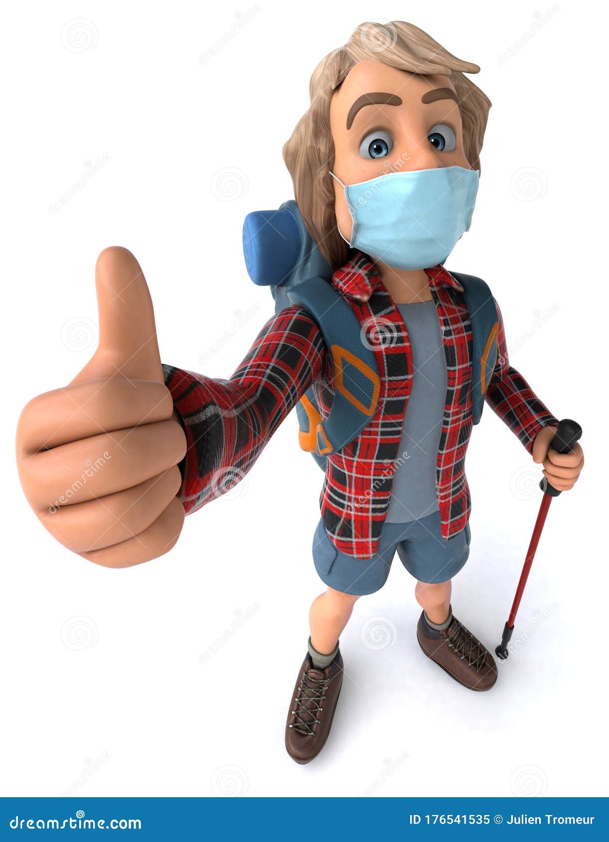 3D Illustration of a Cartoon Character with a Mask Stock Illustration ...