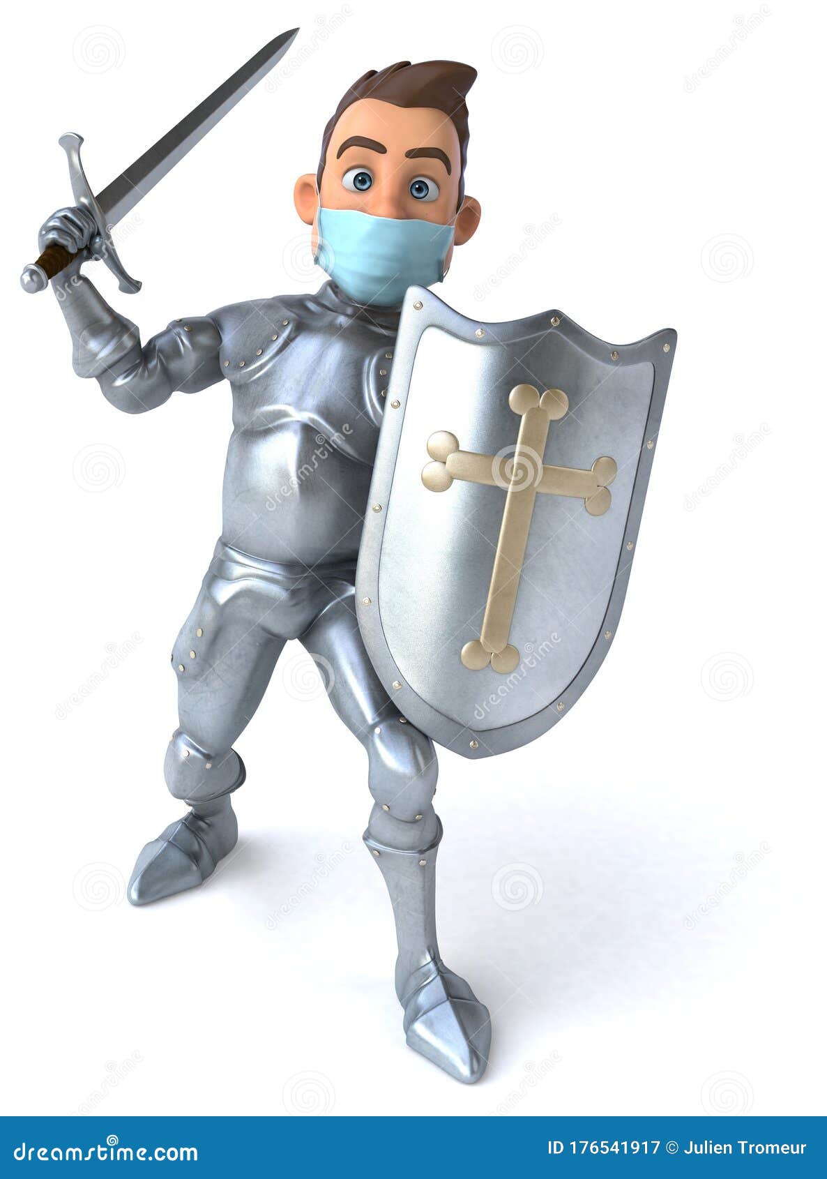 3D Illustration of a Cartoon Character with a Mask Stock Illustration ...