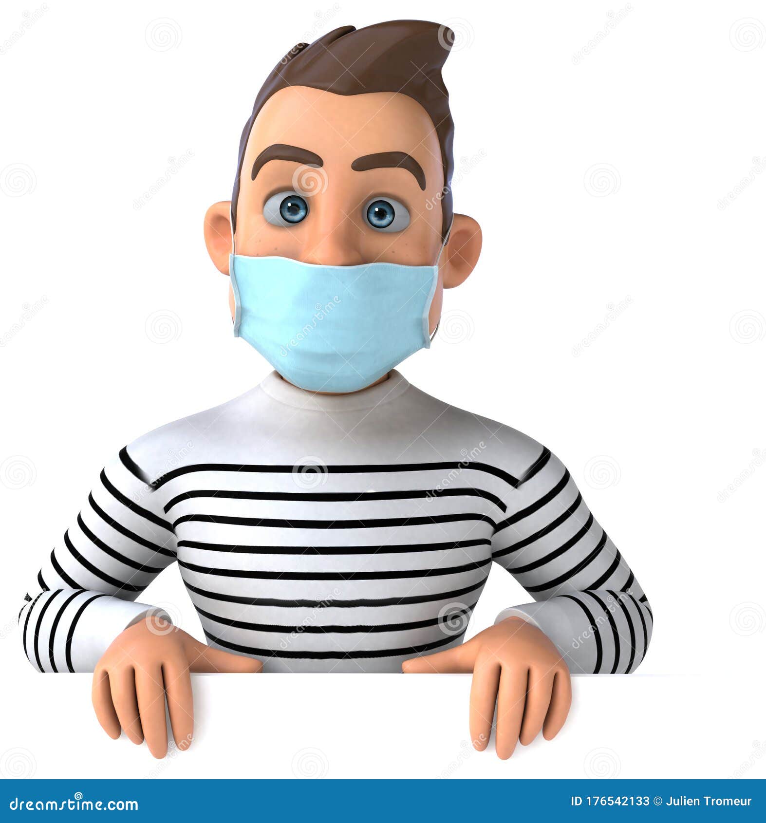 3D Illustration of a Cartoon Character with a Mask Stock Illustration ...