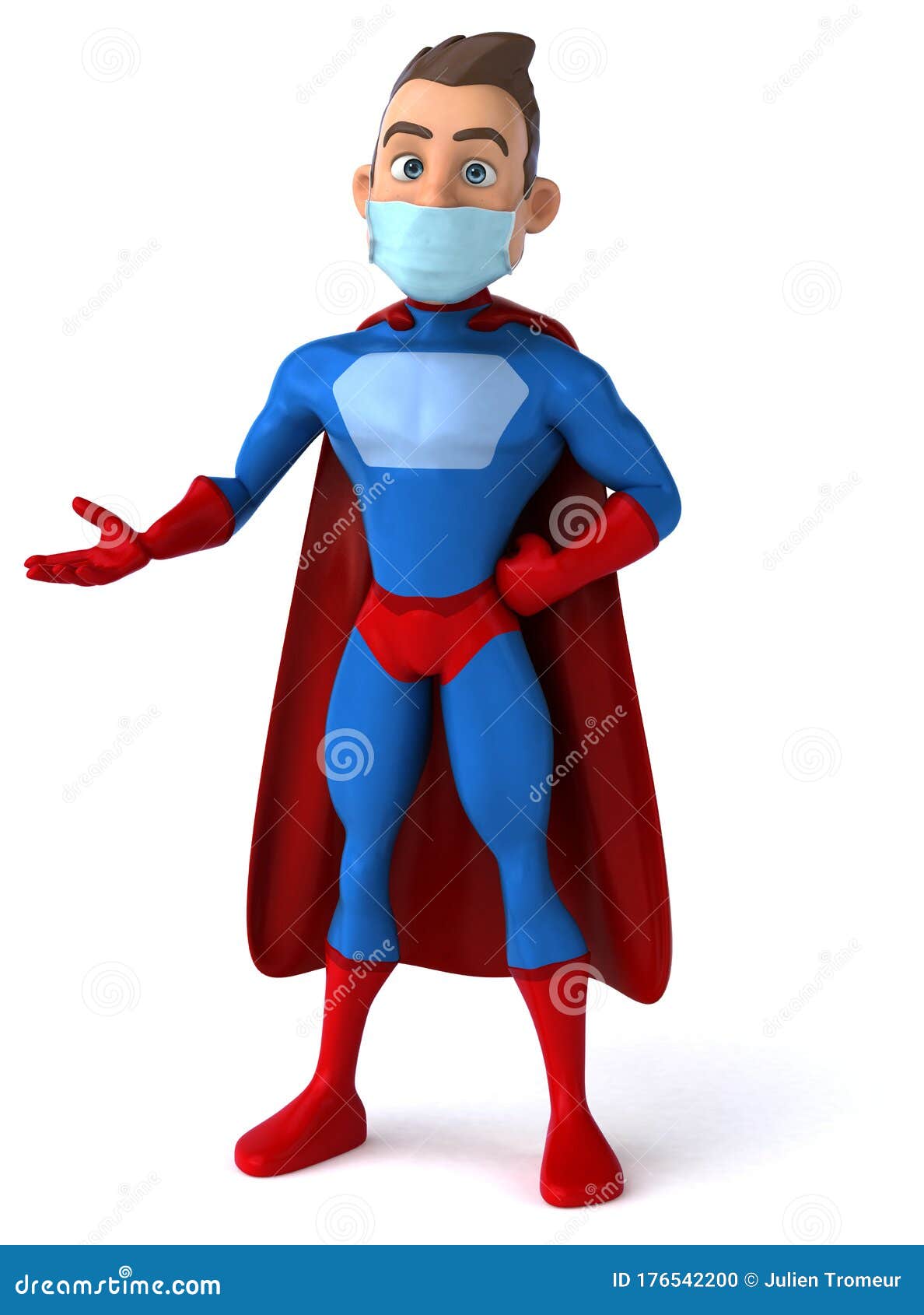 3D Illustration of a Cartoon Character with a Mask Stock Illustration ...
