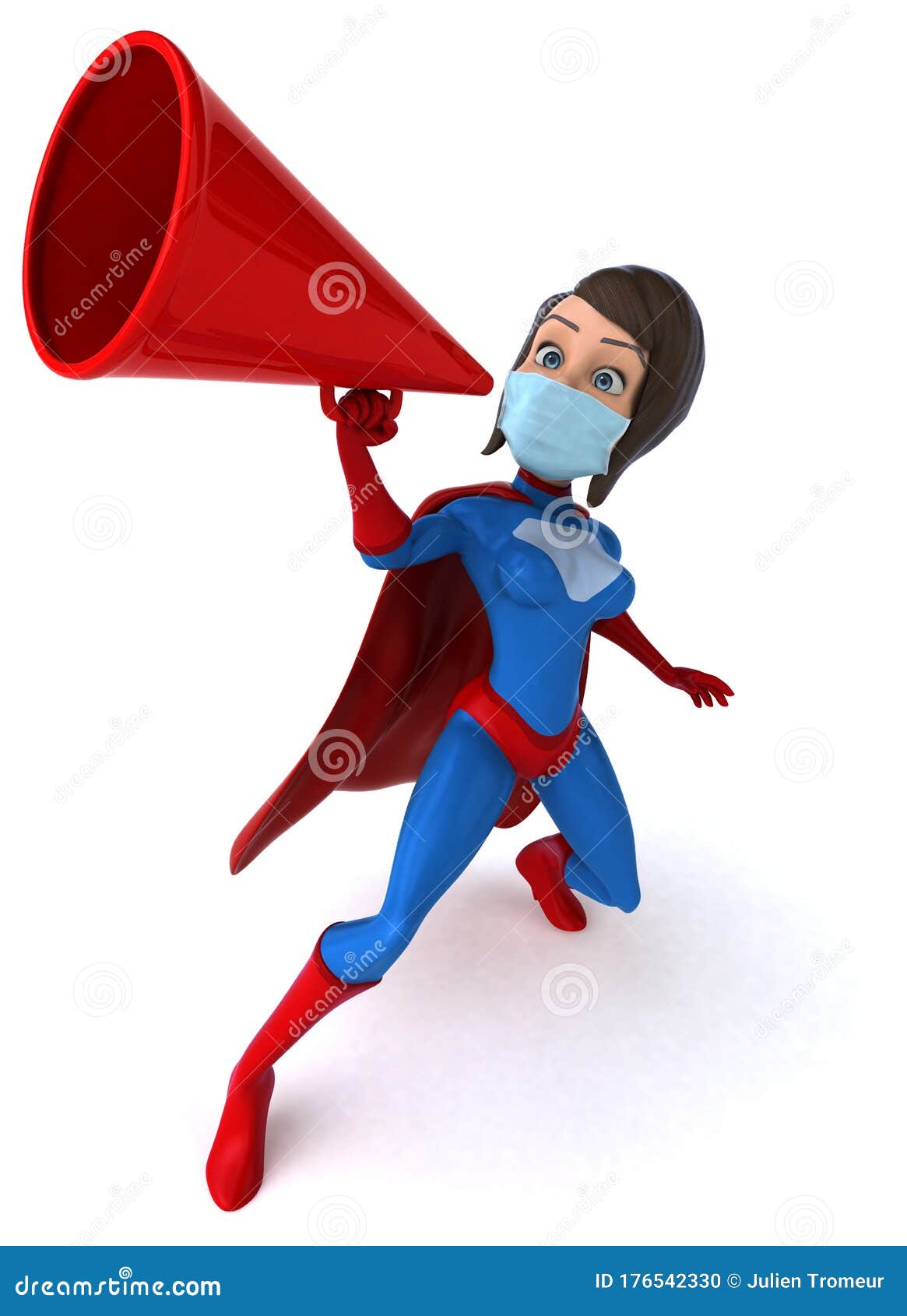 3D Illustration of a Cartoon Character with a Mask Stock Illustration ...