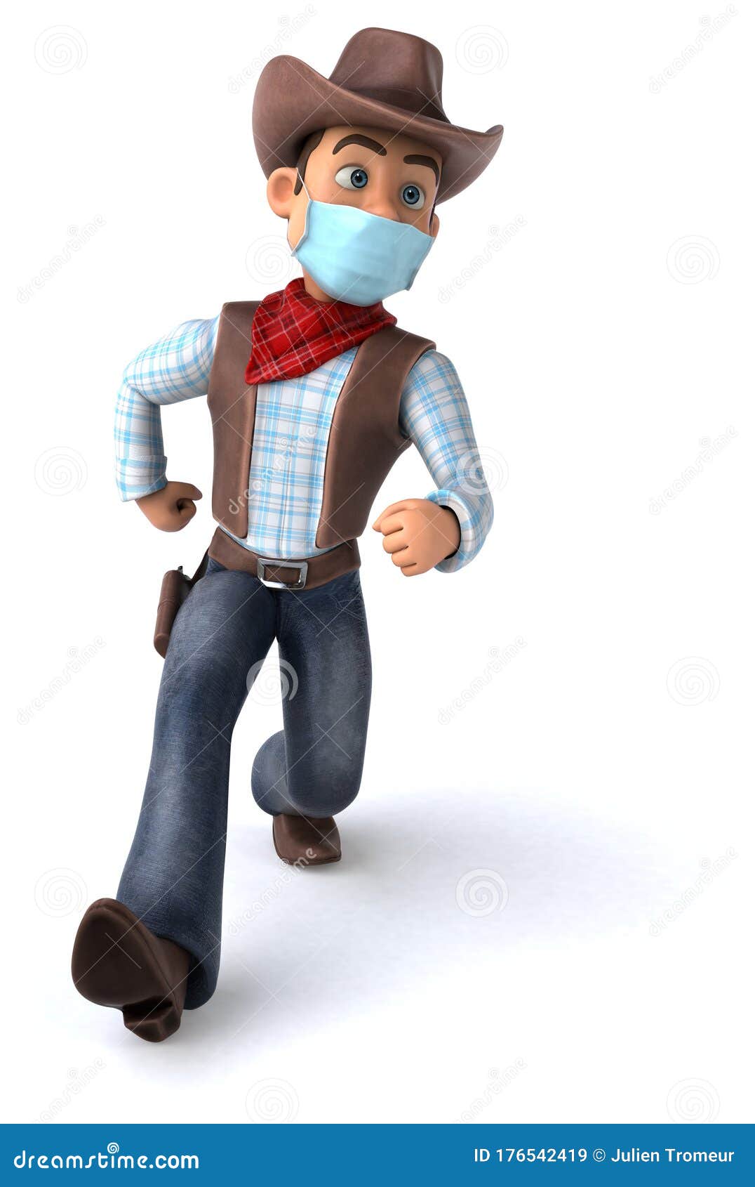 3D Illustration of a Cartoon Character with a Mask Stock Illustration ...