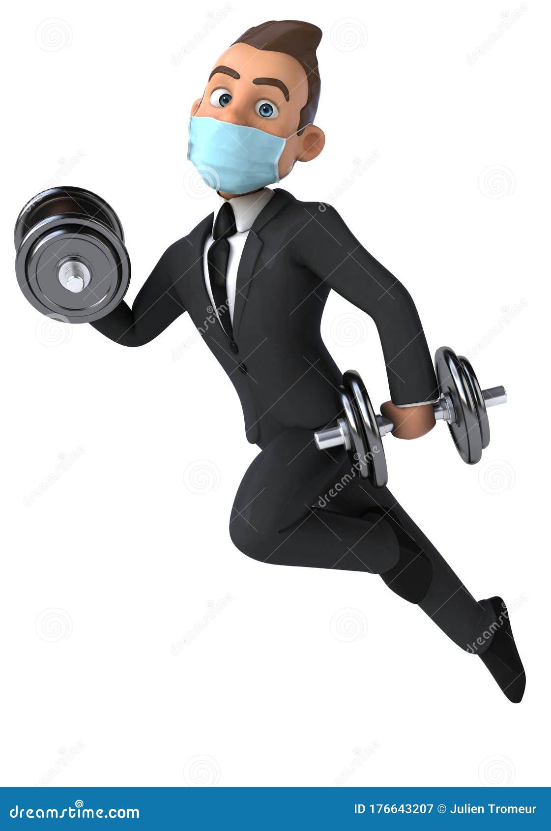 3D Illustration of a Cartoon Character with a Mask Stock Illustration ...