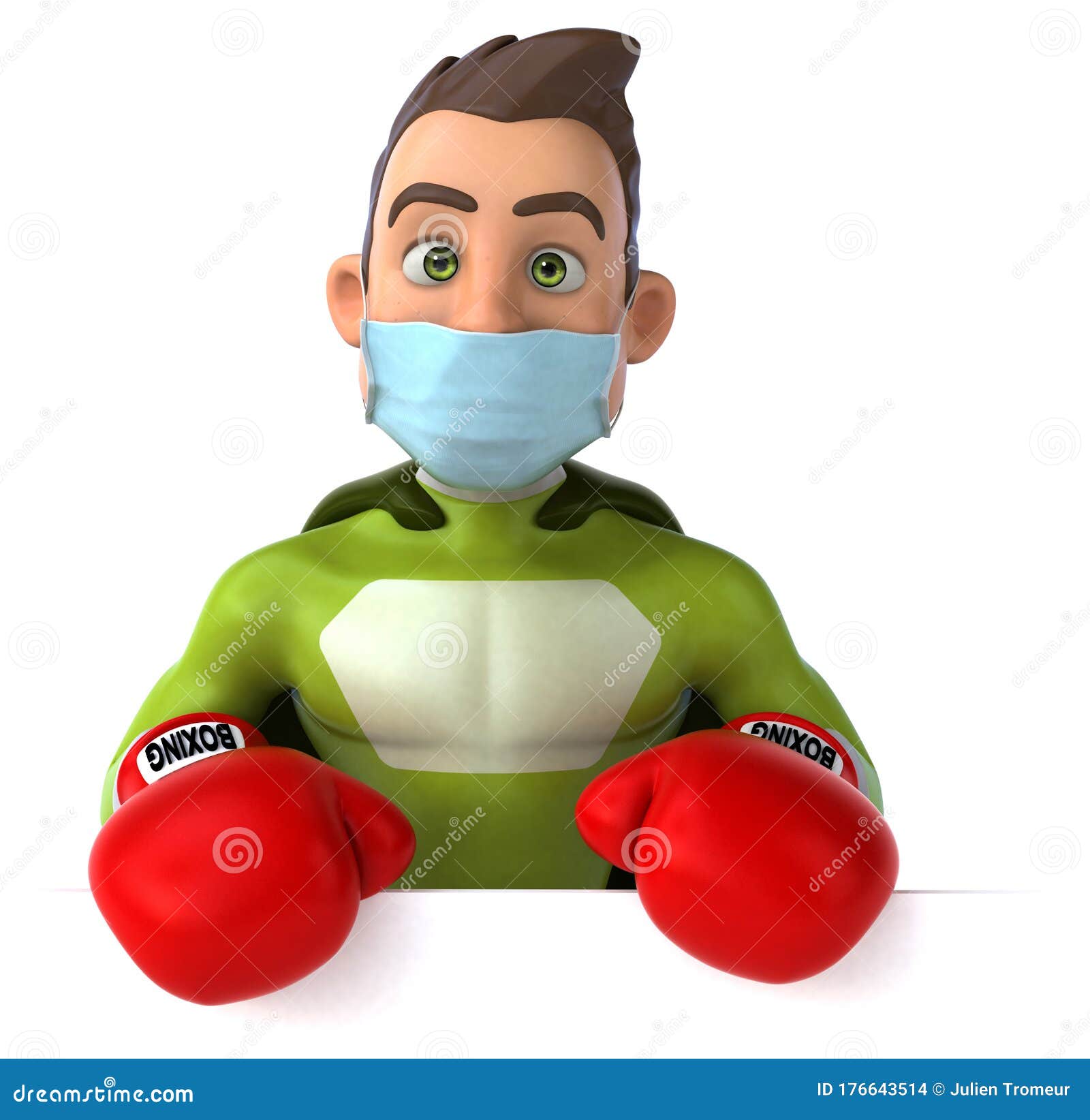 3D Illustration of a Cartoon Character with a Mask Stock Illustration ...