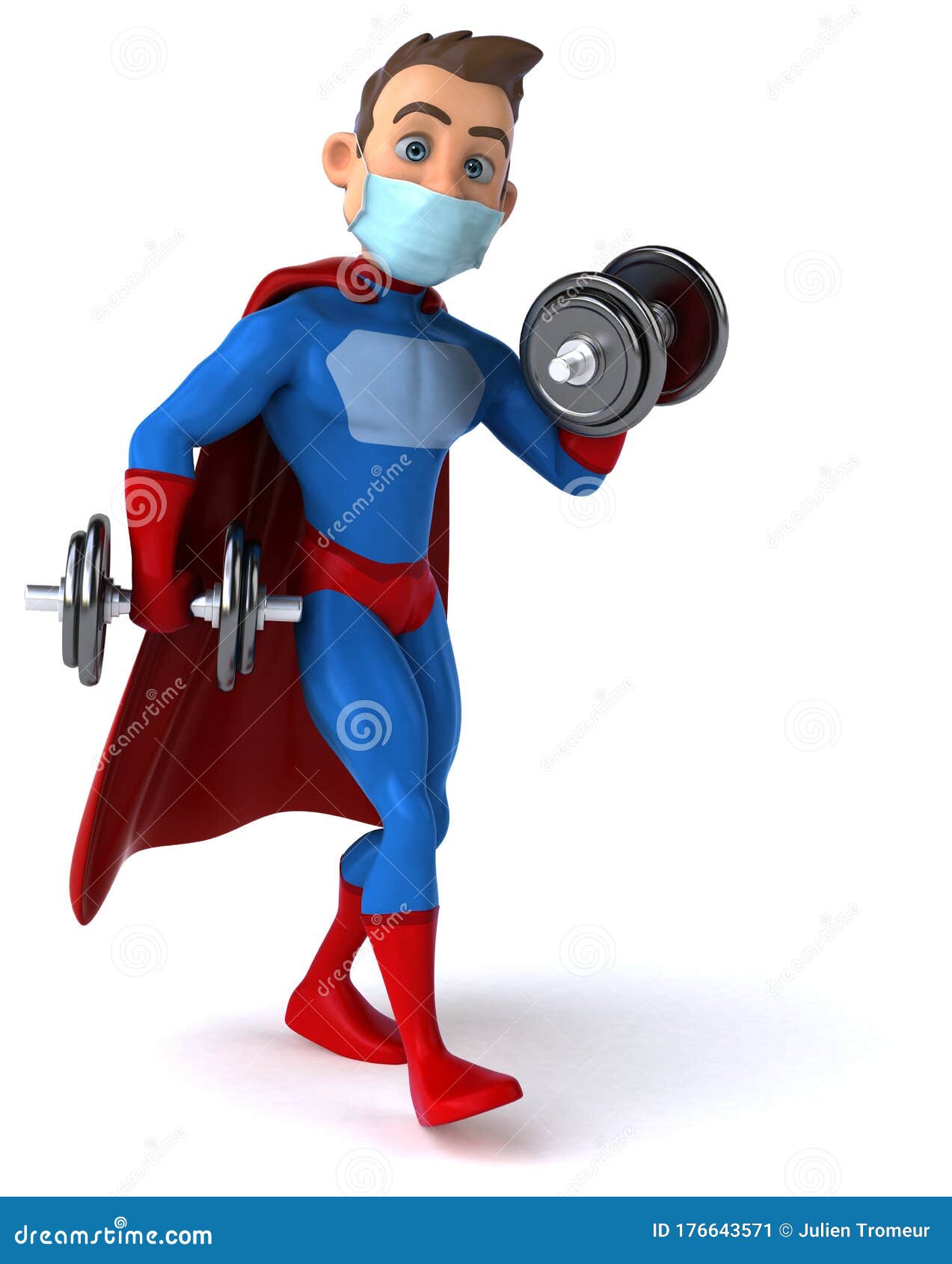 3D Illustration of a Cartoon Character with a Mask Stock Illustration ...