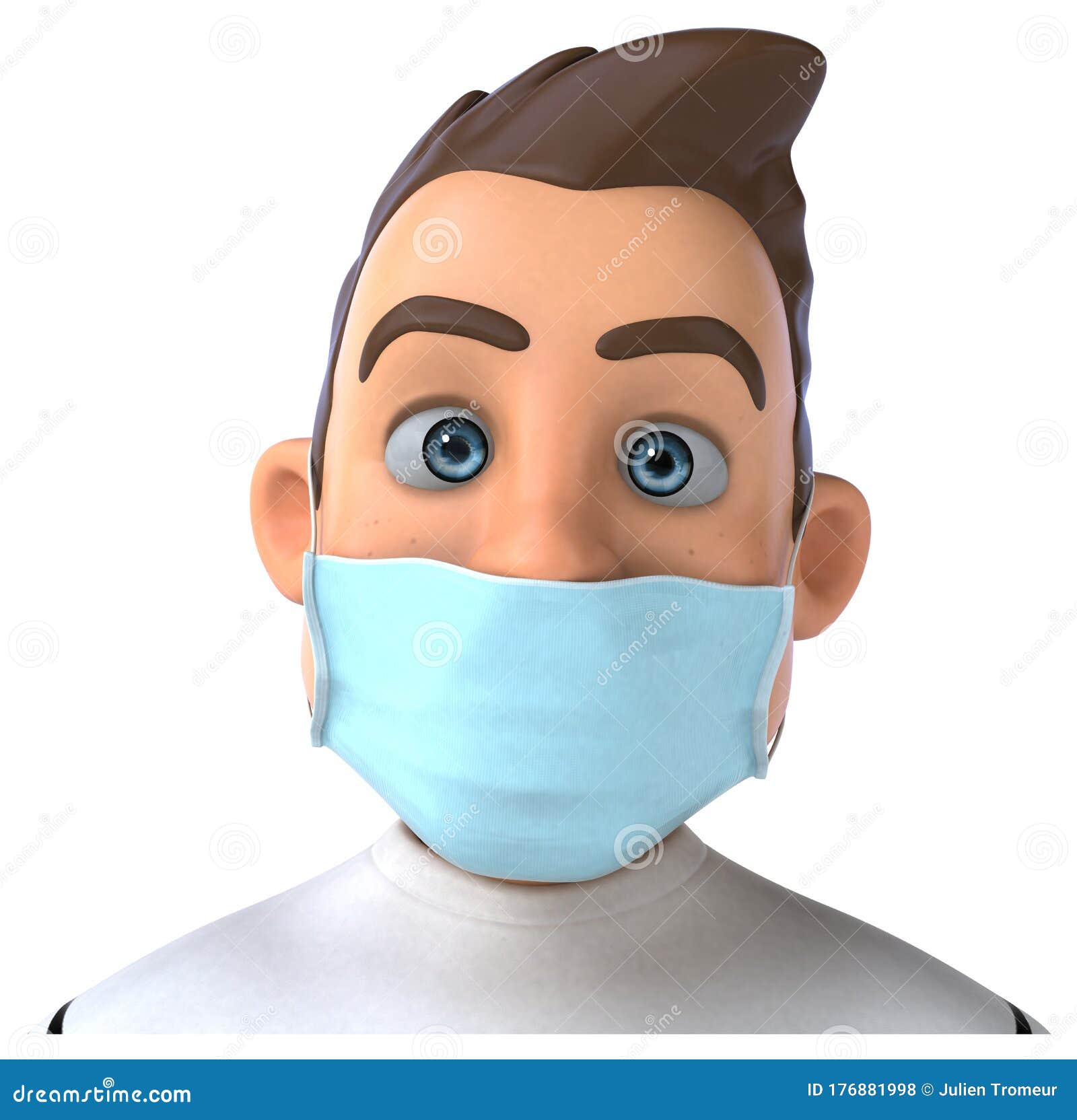 3D Illustration of a Cartoon Character with a Mask Stock Illustration ...