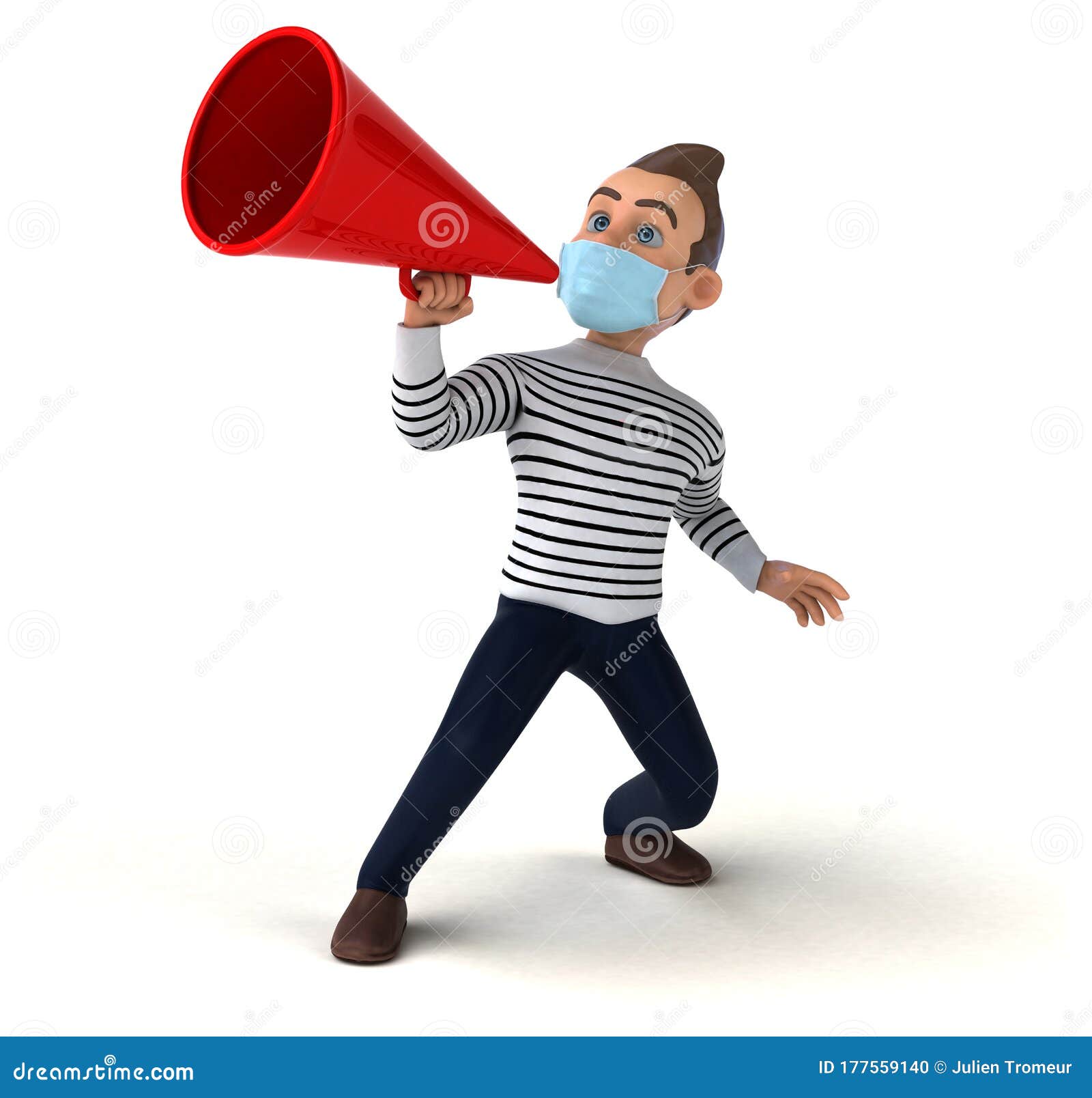 3D Illustration of a Cartoon Character with a Mask Stock Illustration ...