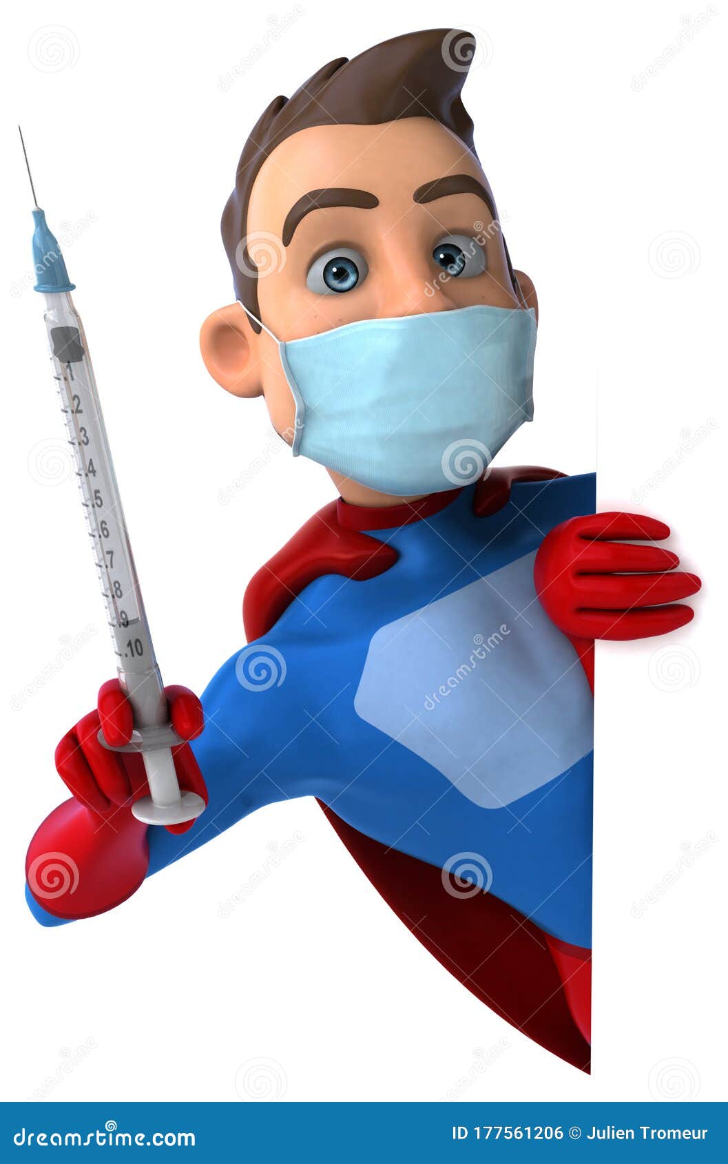 3D Illustration of a Cartoon Character with a Mask Stock Illustration ...